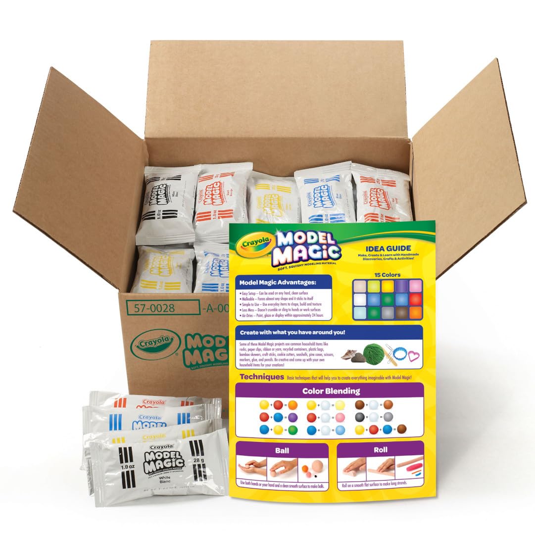 Crayola Model Magic, Modeling Clay Alternative, 15 Assorted Colors, 1 oz Packs, 30 Count
