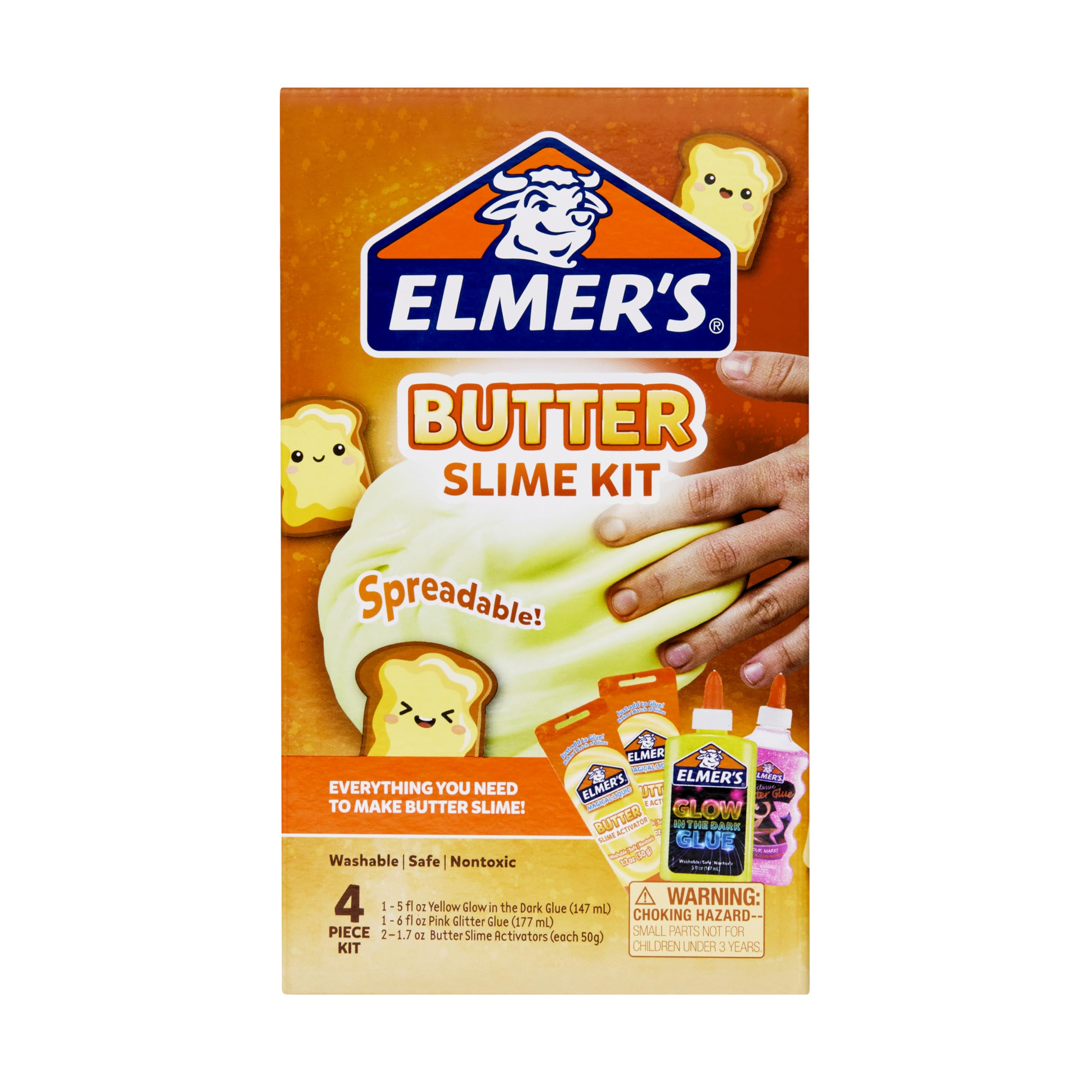 Elmer’s Butter Slime Kit, Includes Elmer’s Glow in The Dark Glue, Elmer’s Glitter Glue, Elmer’s Butter Slime Activator, 4 Count