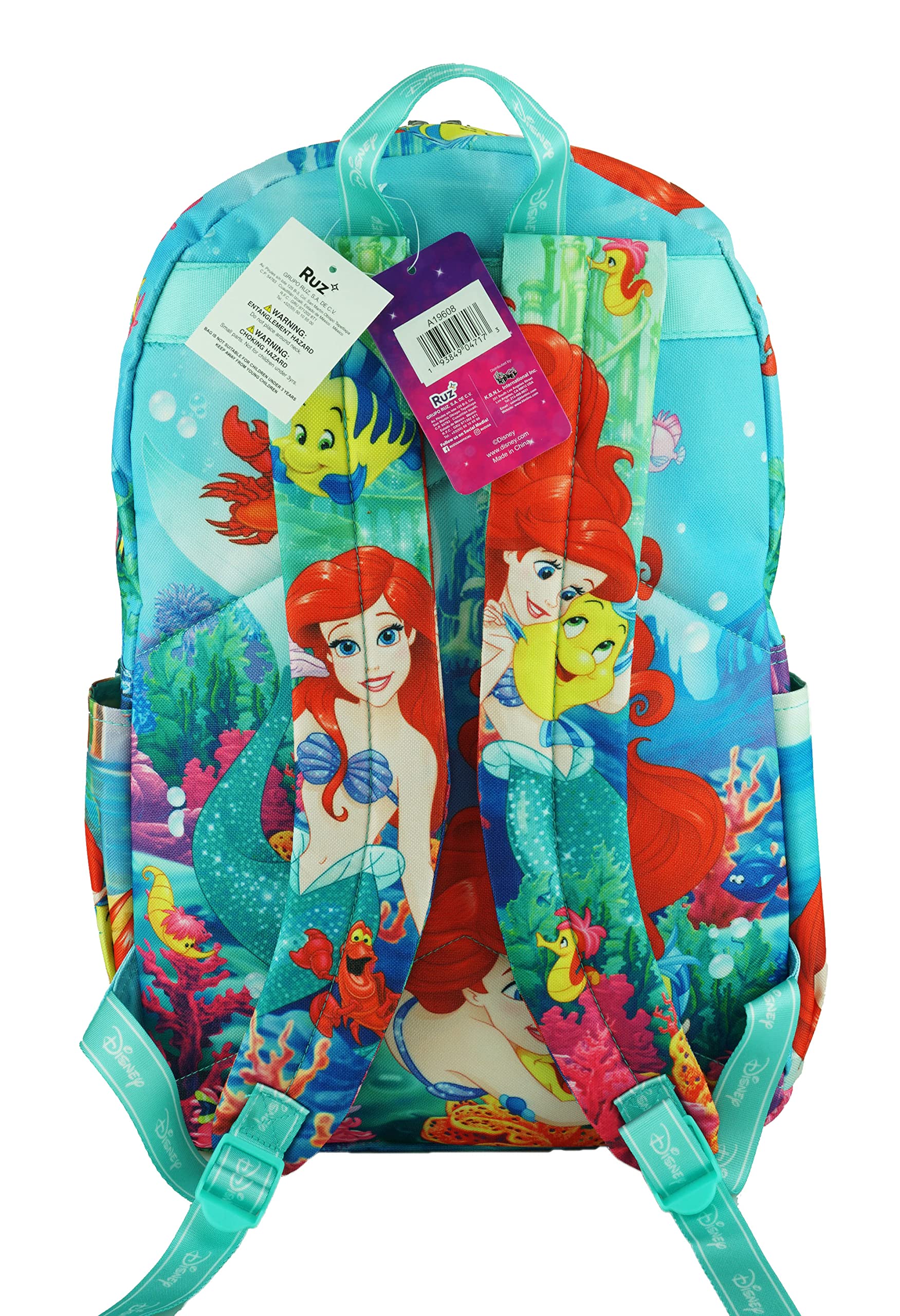 Disney The Little Mermaid - Ariel Deluxe Oversize Print Large 17.5" Backpack with Laptop Compartment - A19608