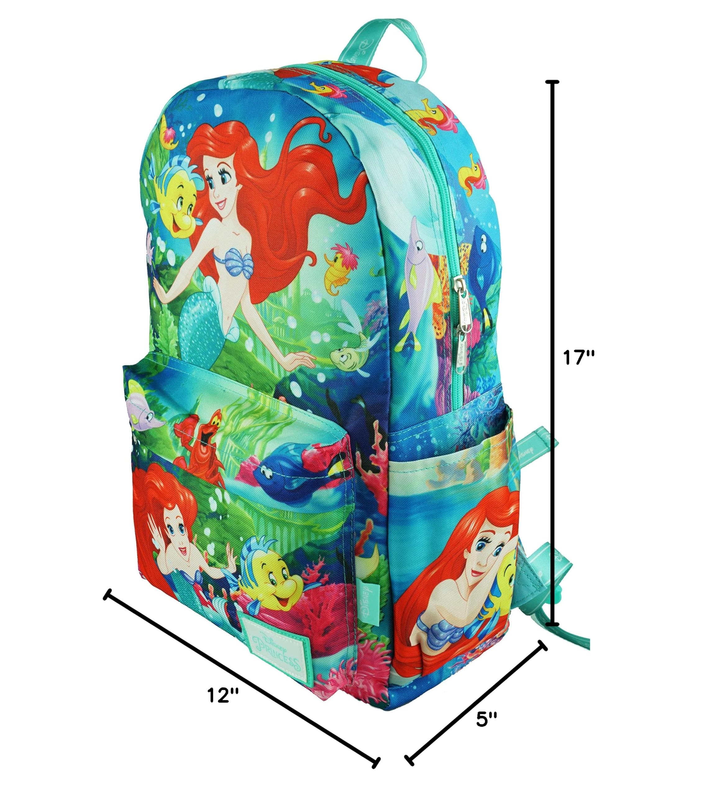 Disney The Little Mermaid - Ariel Deluxe Oversize Print Large 17.5" Backpack with Laptop Compartment - A19608