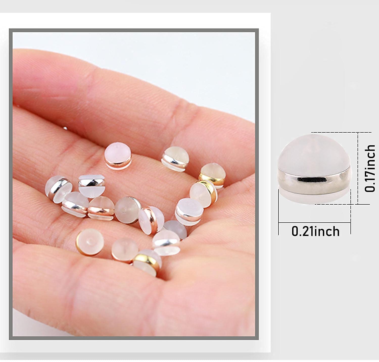 DELECOE 12pcs Soft Silicone Earring Backs for Studs Silver&Gold Belt Rubber Earring Backs Replacements Hypoallergenic Safety Plastic Earring Back for Studs Earring Hoops Fish Hook