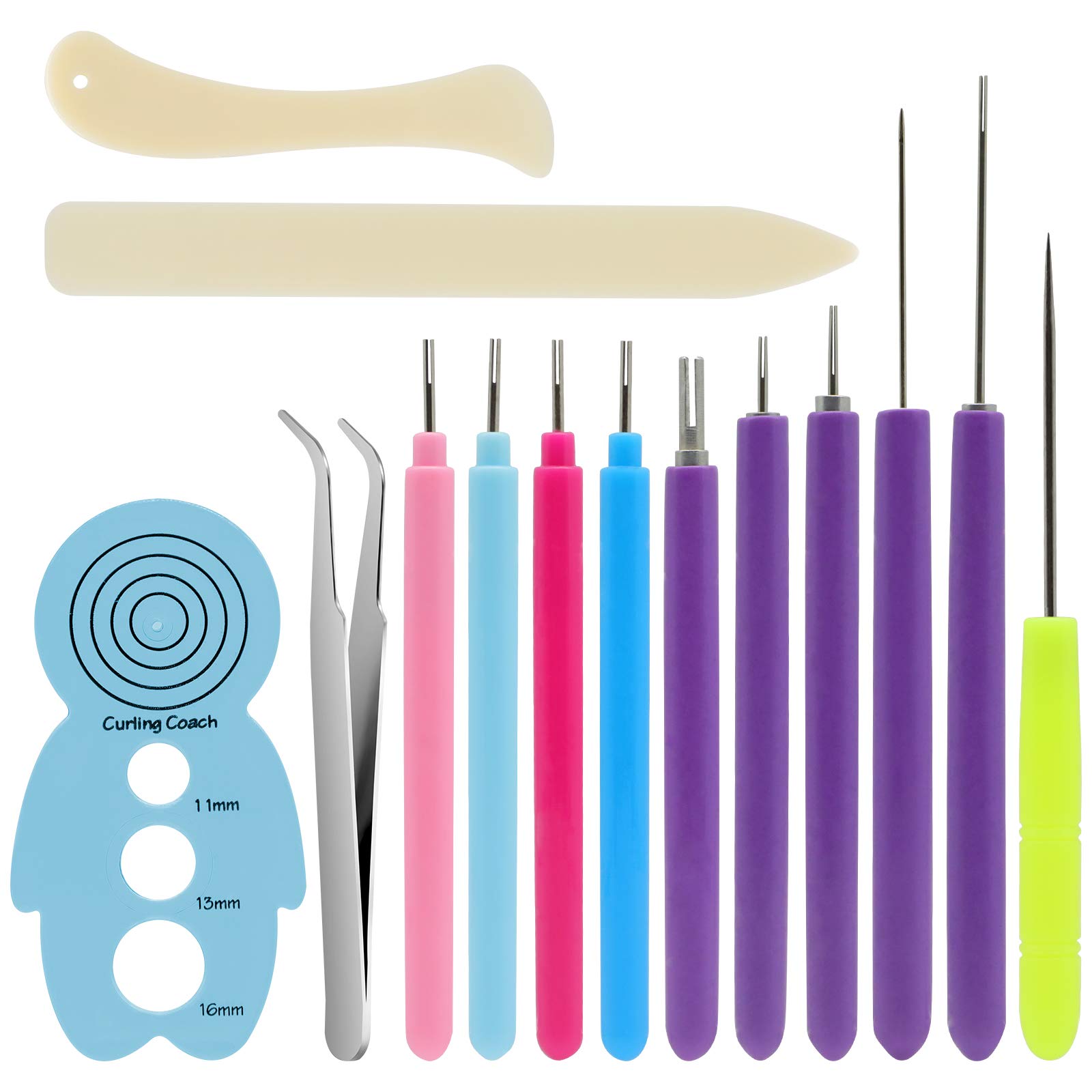 KITANIS 14 Pieces Paper Quilling Tools Slotted Kit, Assorted Sizes Rolling Curling Quilling Needle Pen for Art Craft DIY Paper Card Making Project Tools