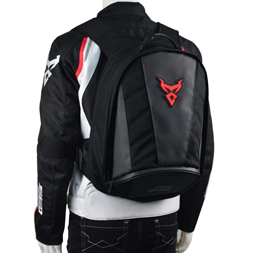 MotoCentric Motorcycle Leather Waterproof Backpack Riding Laptop Helmet Shoulder Bag Package (Red)