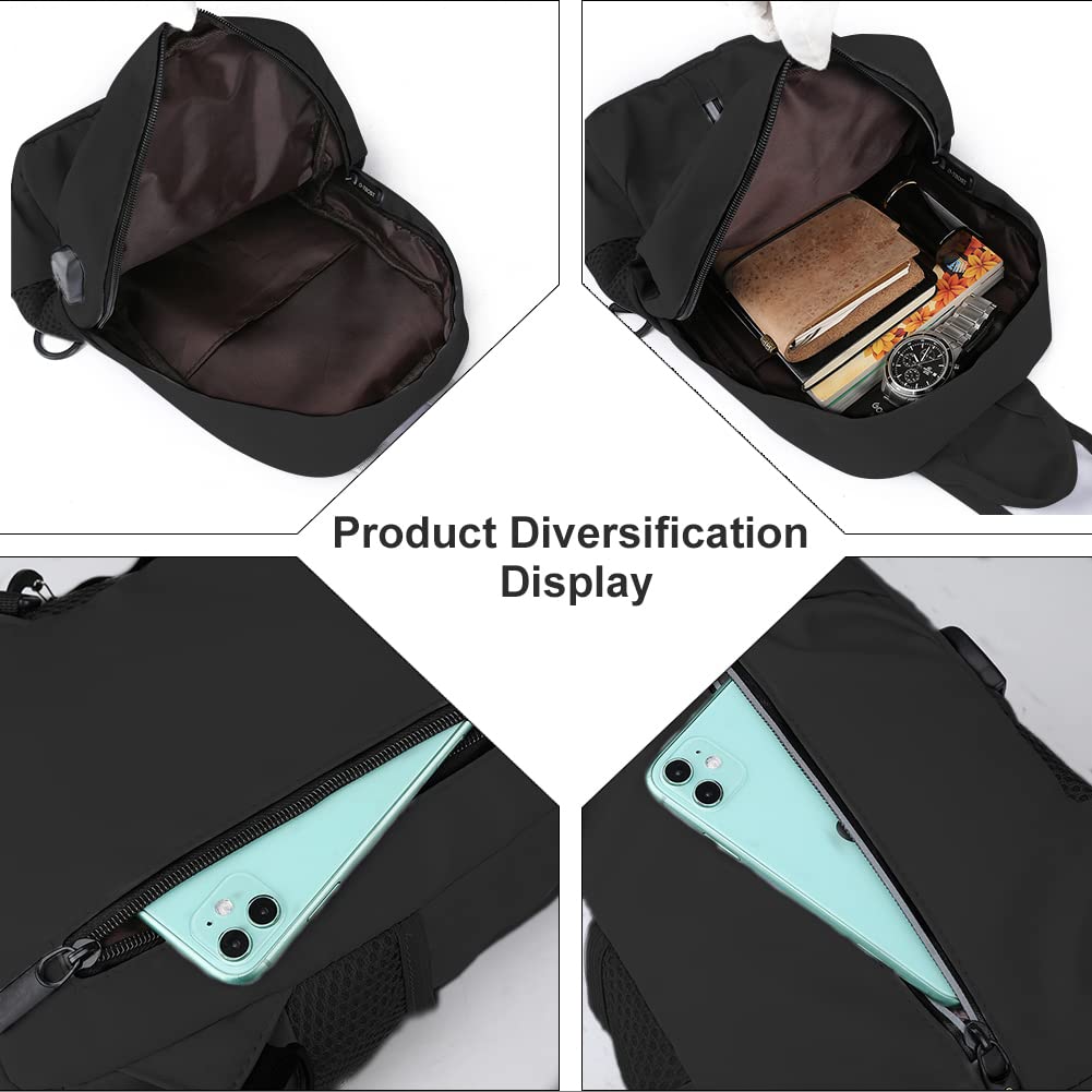 Donason Sling Backpack Crossbody Men Outdoor Travel Hiking Anti Theft Pocket Daypack, Small Chest Bag with USB Charging Port