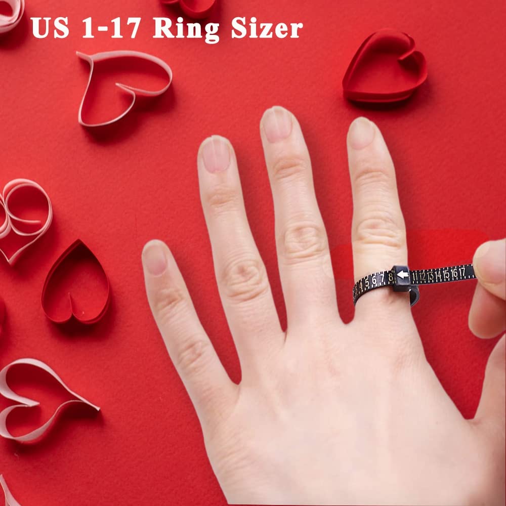 TANJIN Black US UK Ring Sizer Measuring Tool Plastic Finger Sizer Ring Gauge Measuring Tool Belt for Measuring Wedding Rings Proposal Rings 2 PCS