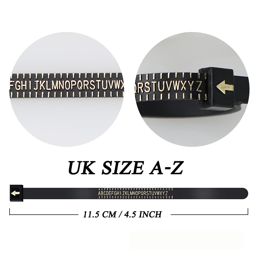 TANJIN Black US UK Ring Sizer Measuring Tool Plastic Finger Sizer Ring Gauge Measuring Tool Belt for Measuring Wedding Rings Proposal Rings 2 PCS