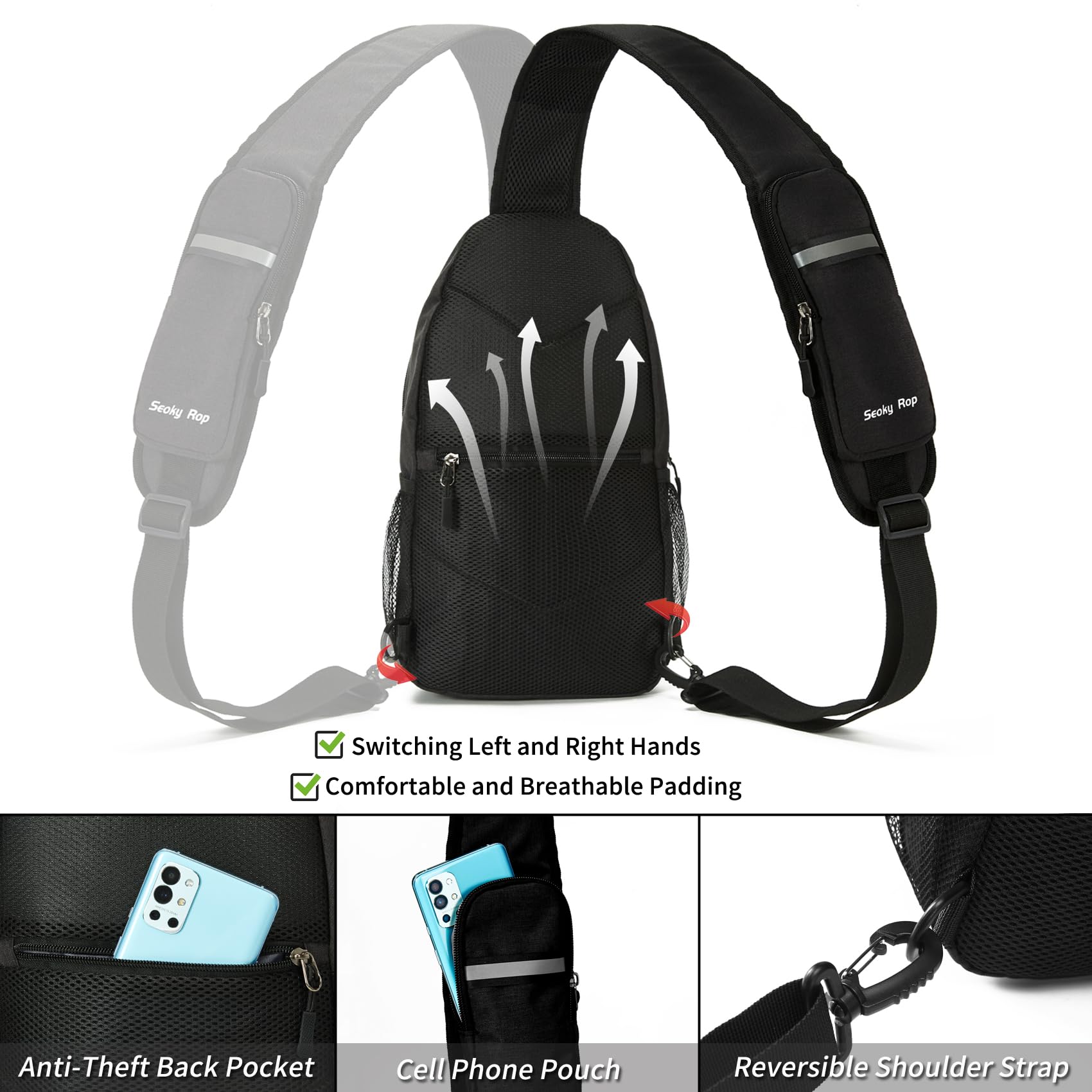 Seoky Rop Women Men Lightweight Packable Backpack Water Resistant Hiking Daypack Small Foldable Travel Backpack with Waist Bag Lake Blue