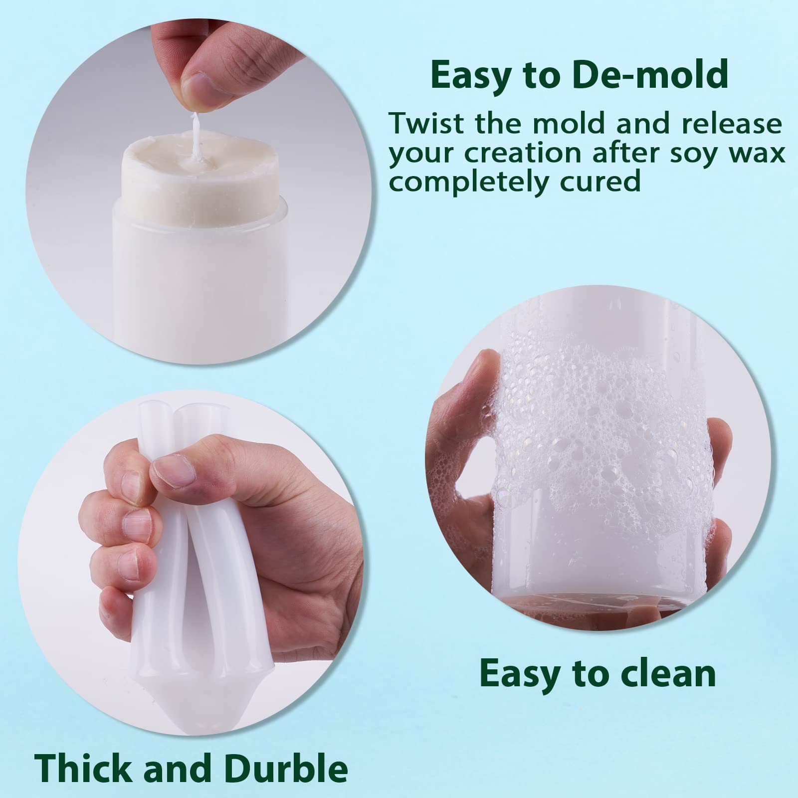 Cylinder Candle Molds for Candle Making, 4in & 3in & 2in Silicone Candle Mold Pillar Epoxy Resin Casting Molds for DIY Crafts, Wax Candle Making, Soaps (4 Sizes)
