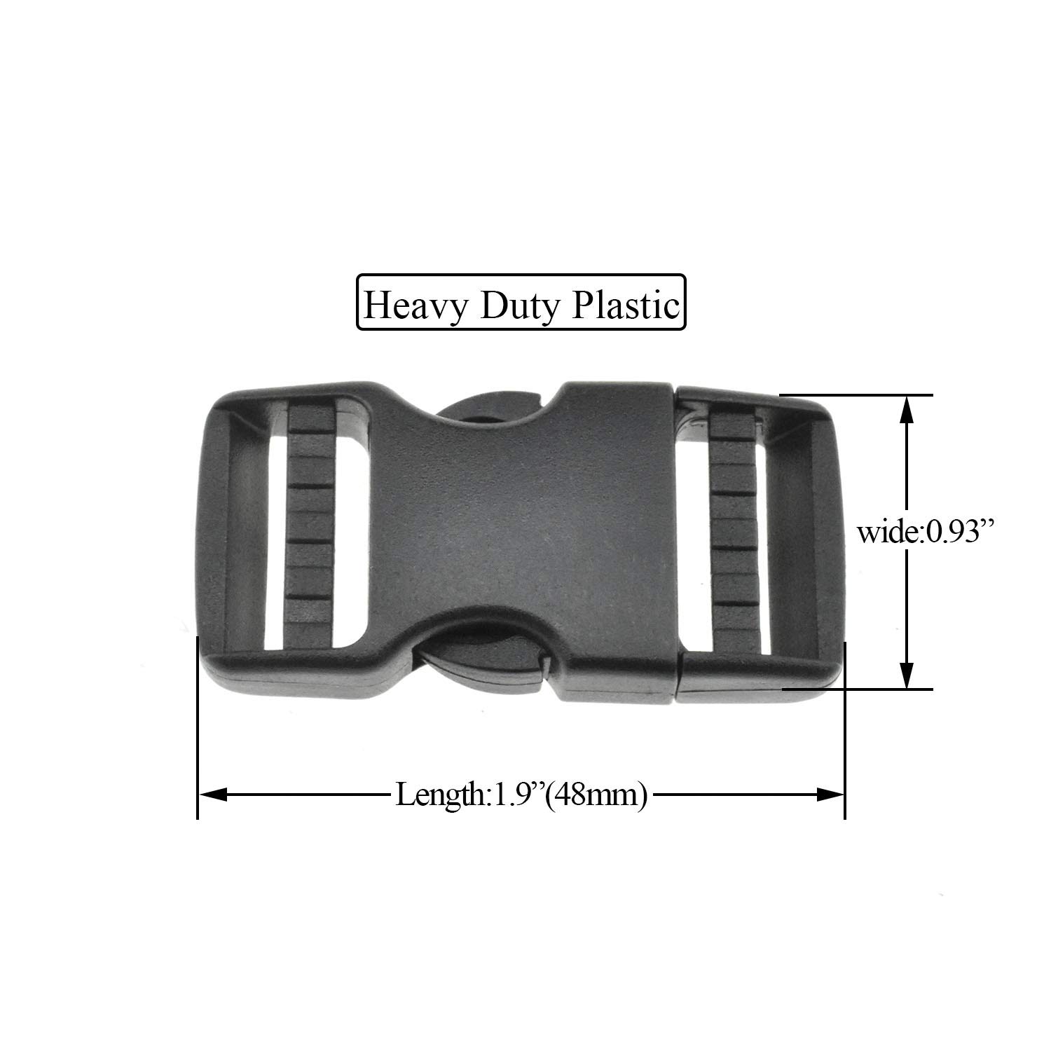 SGH Pro Quick Side Release Buckles 0.75' Wide Dual Adjustable Clips Snaps No Sewing Heavy Duty Plastic 7 Pack Replacement for Nylon Strap Webbing Survival Paracord Backpack Fanny Pack Waist Strap