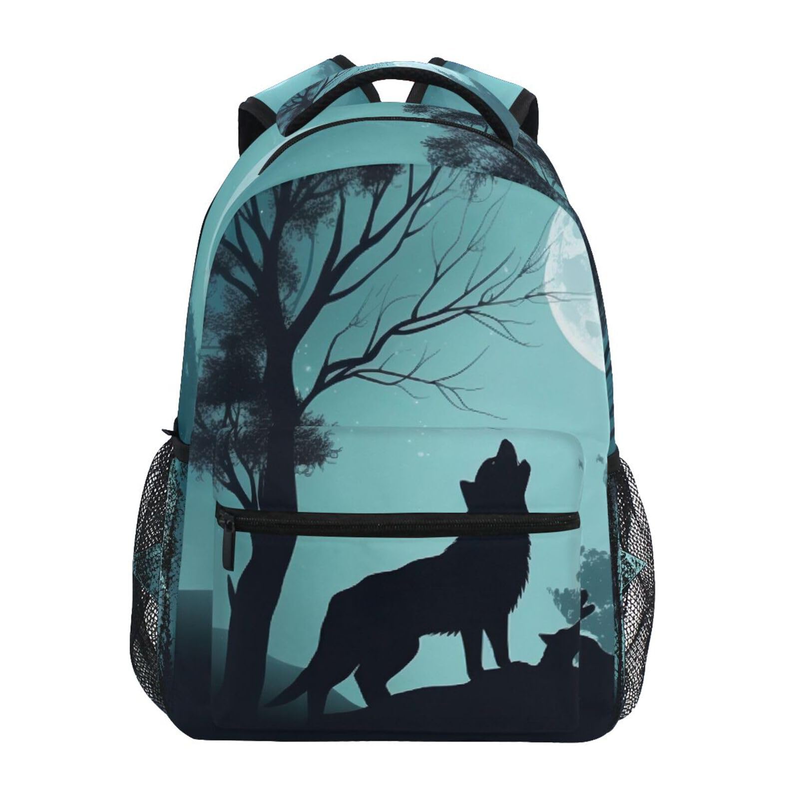 Nander Backpack Travel Evening Moon Wolf School Bookbags Laptop Daypack College Bag for Mens Boys