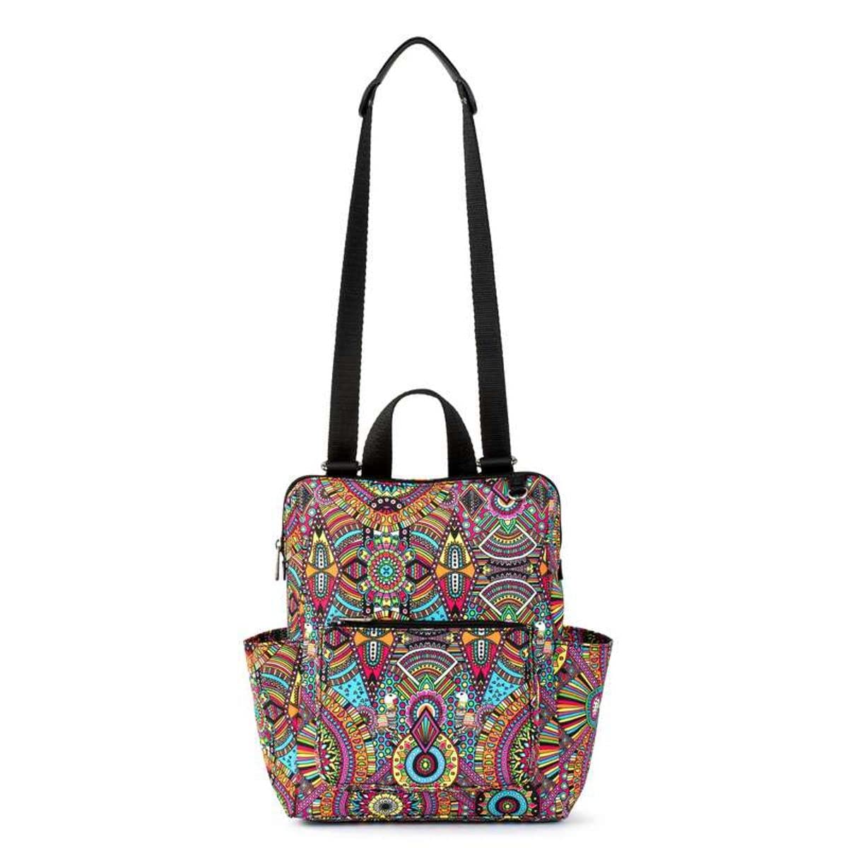 Sakroots Womens Eco-twill Eco Twill Loyola Small Convertible Backpack, Black Spirit Desert, One Size US