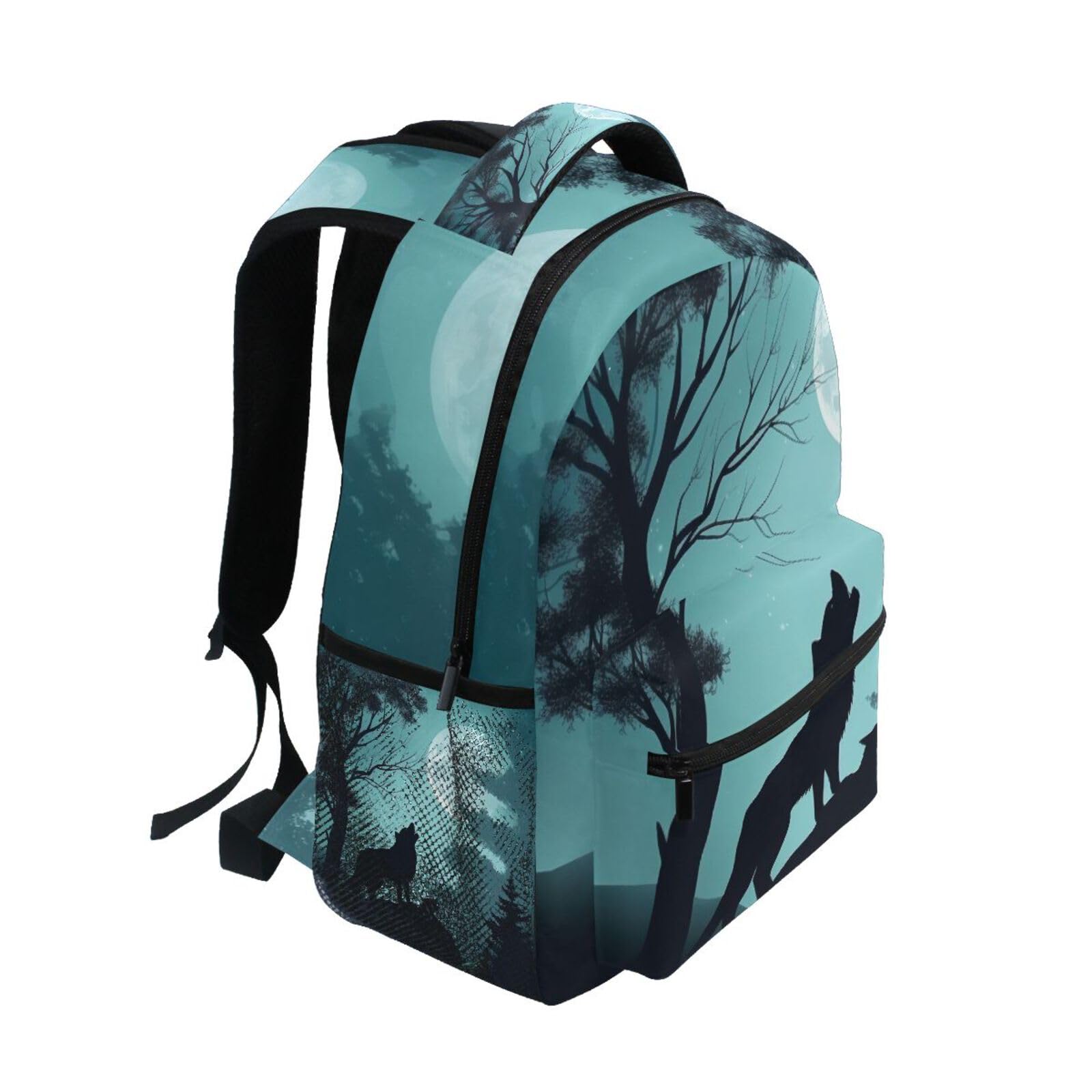 Nander Backpack Travel Evening Moon Wolf School Bookbags Laptop Daypack College Bag for Mens Boys