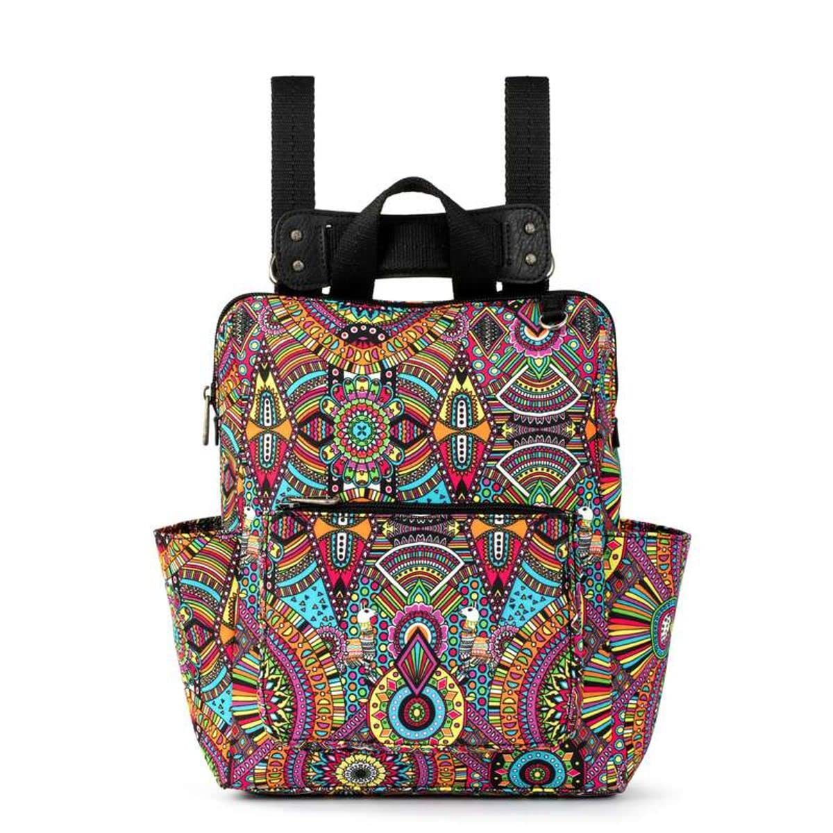 Sakroots Womens Eco-twill Eco Twill Loyola Small Convertible Backpack, Black Spirit Desert, One Size US