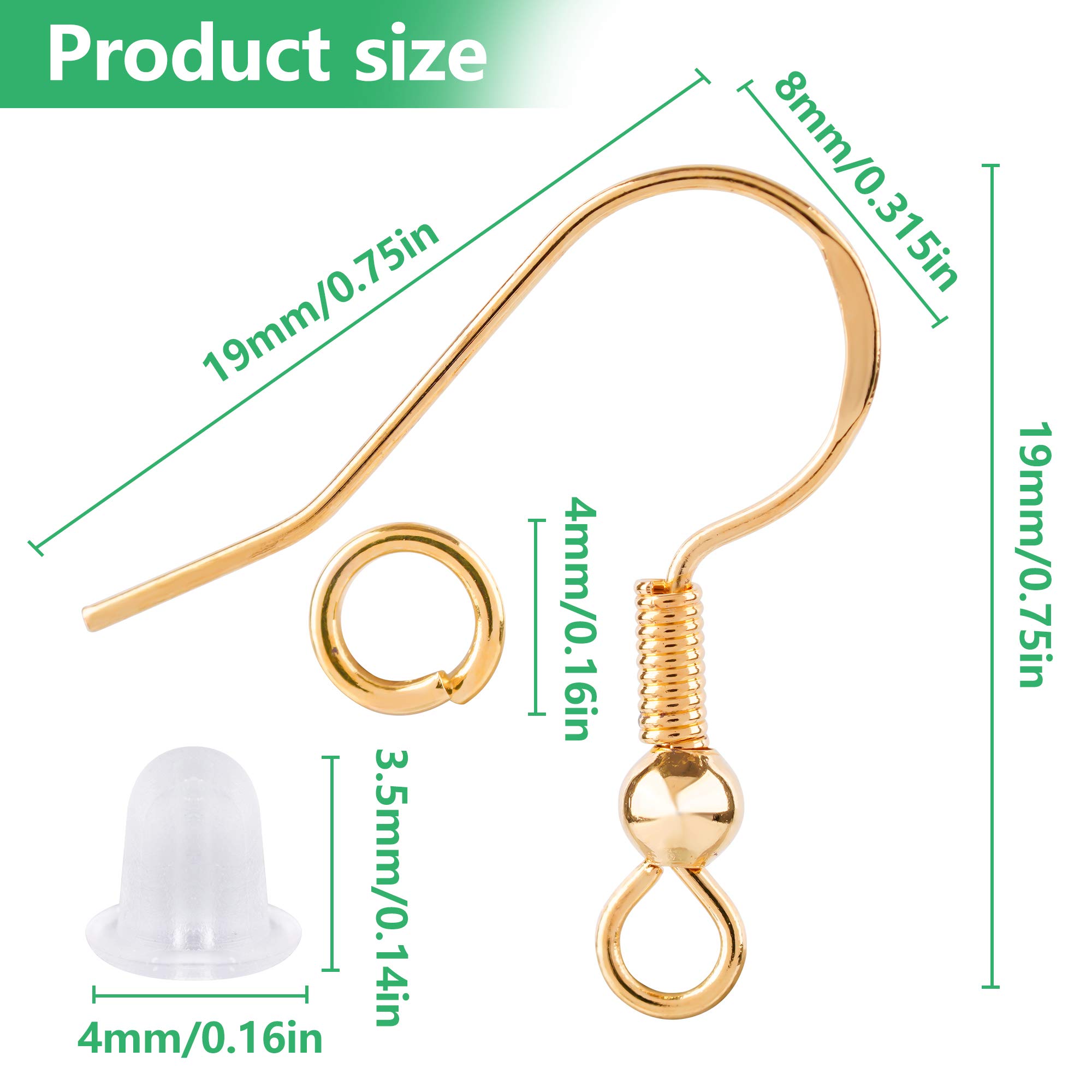 1200PCS 925 Sterling Silver Ear Wire Earrings Making Supplies Kit, Silver Hypoallergenic Earring Fish Hooks, Jump Rings Clear Silicone Earring Backs for DIY Jewelry Making (Silver and Gold)