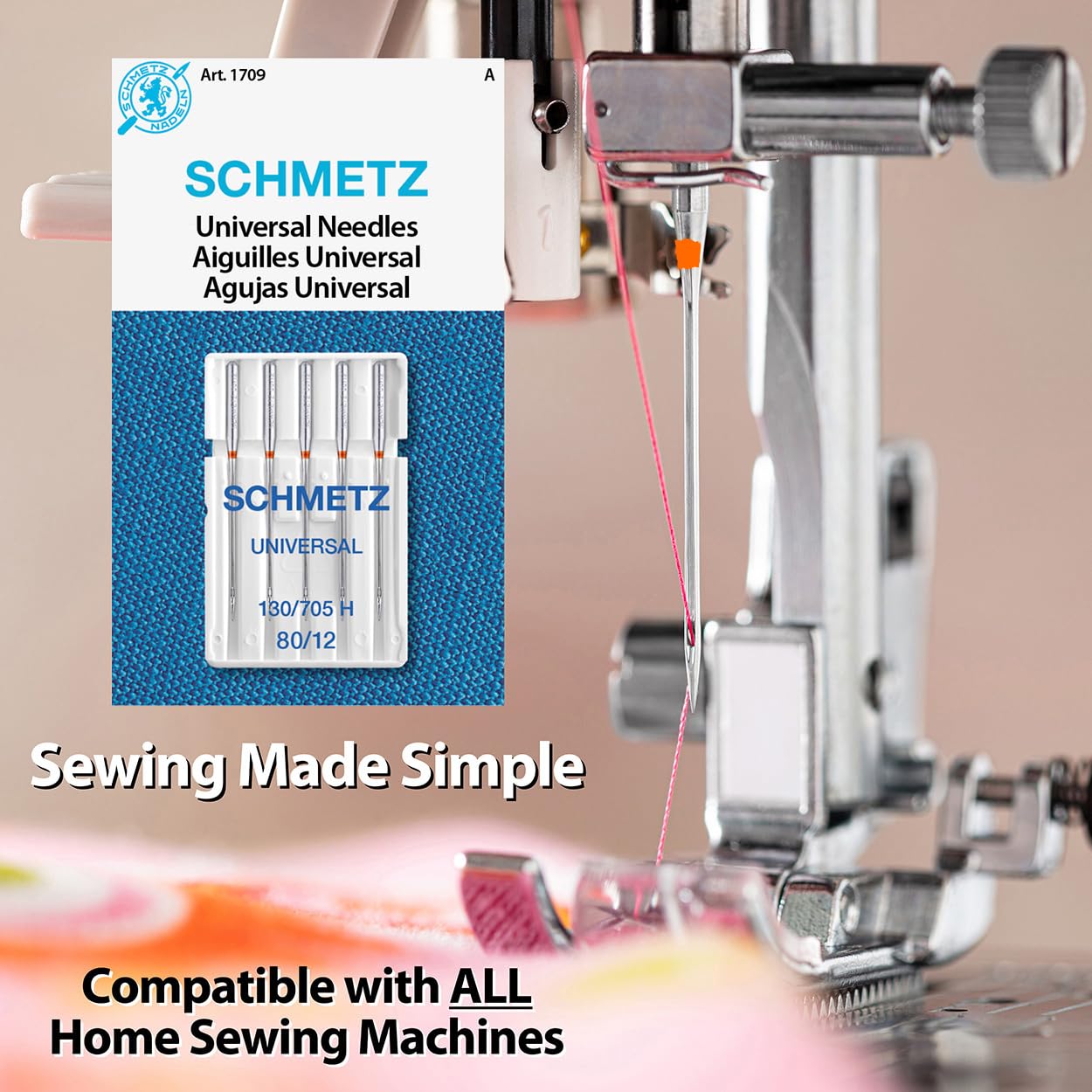 50 Schmetz Universal Sewing Machine Needles - Size 80/12 - Box of 10 Cards