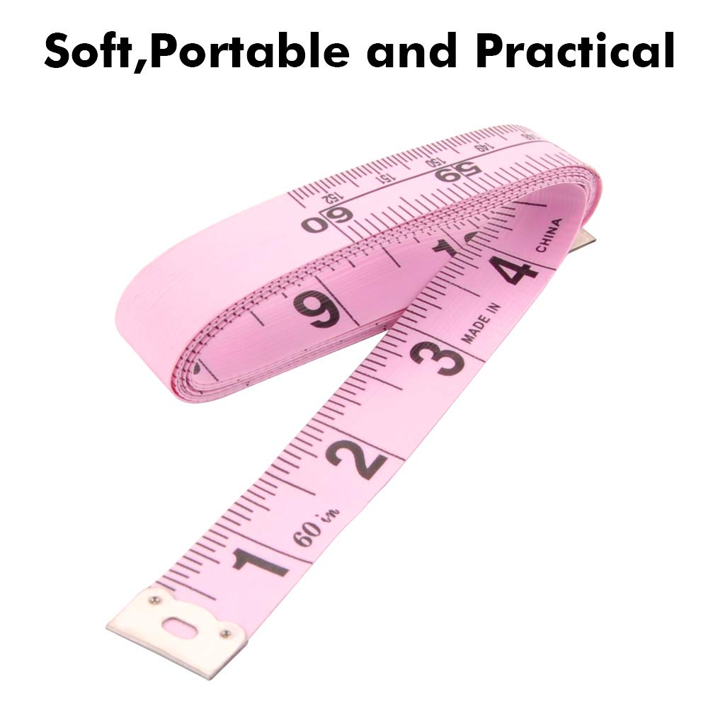 Edtape 2PCS Measuring Tape for Body,Soft Tape Measure for Body Sewing Fabric Tailor Cloth Craft Measurement Tape,60 Inch/1.5M Pink Retractable Dual Sided Measure Tape Set