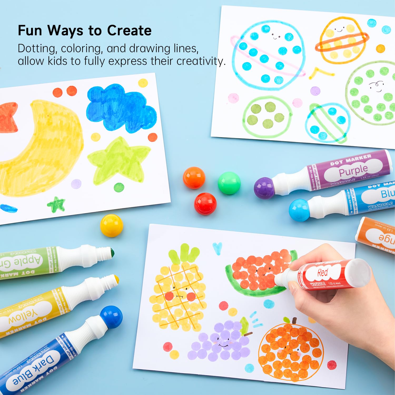 Shuttle Art Dot Markers, 14 Colors Bingo Daubers with 135 Patterns, 5 Activity Books, Educational Set With Art Activities,Non-Toxic Washable Coloring Markers