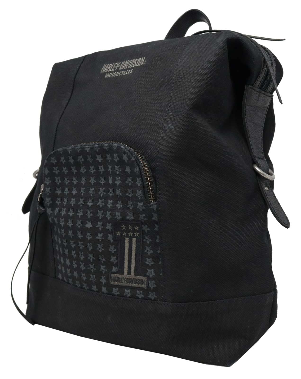 Harley-Davidson Women's Uno Stars Distressed Cotton Denim Backpack - Black