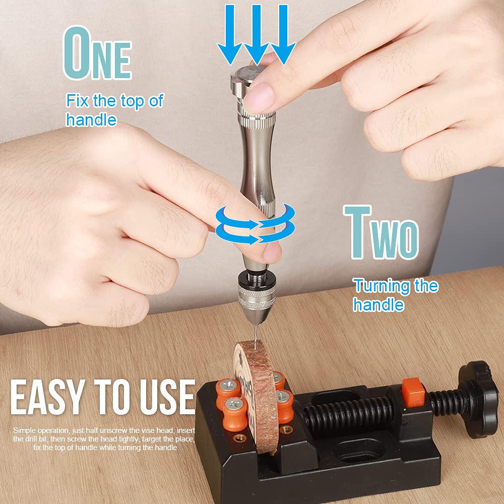 Pin Vise for Resin Casting Molds, LEOBRO Steel Hand Drill, Resin Drill with 10 PCS Drill Bit, Precision Hand Drill Tools for Epoxy Resin Arts Crafts, Wood, Clay, DIY Resin Keychain Jewelry Making