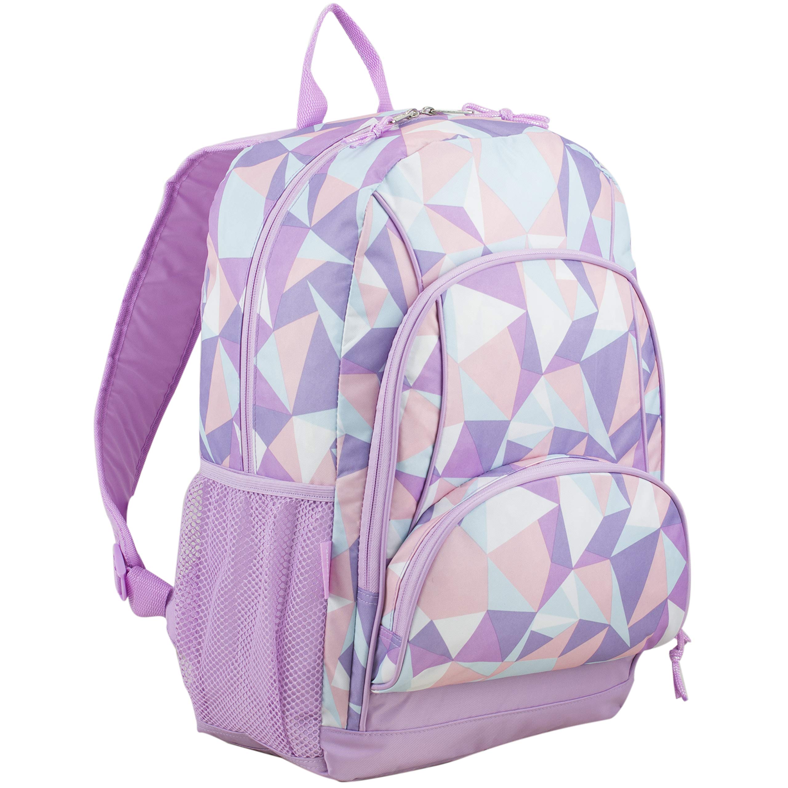 Eastsport Multi Pocket School Backpack, Lovely Lilac/Cryal Clear Geo Print