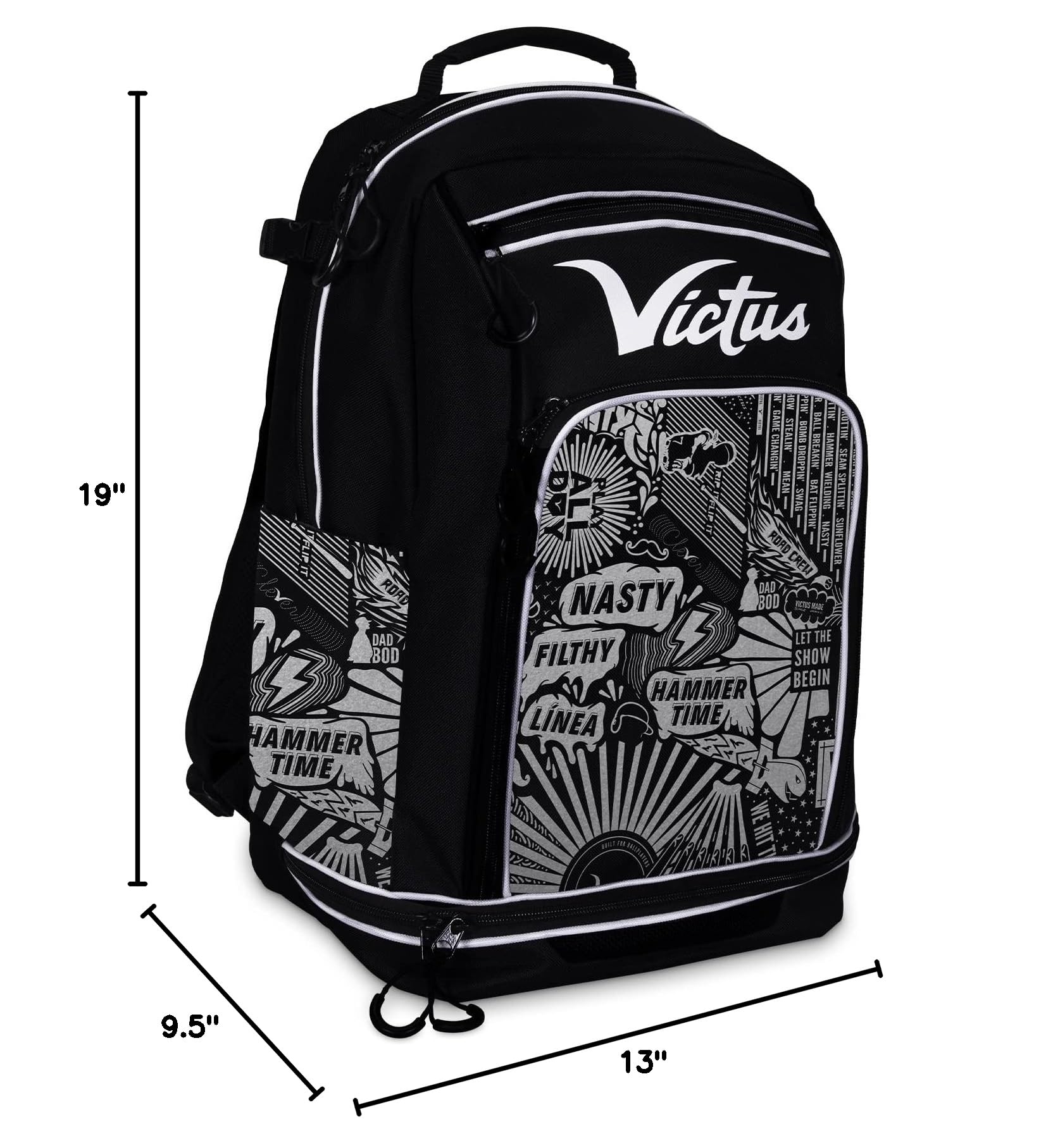 Victus Sports Victus DNA Baseball BAT Pack, Black/NOX, 13" W x 9.5" D x 19" H