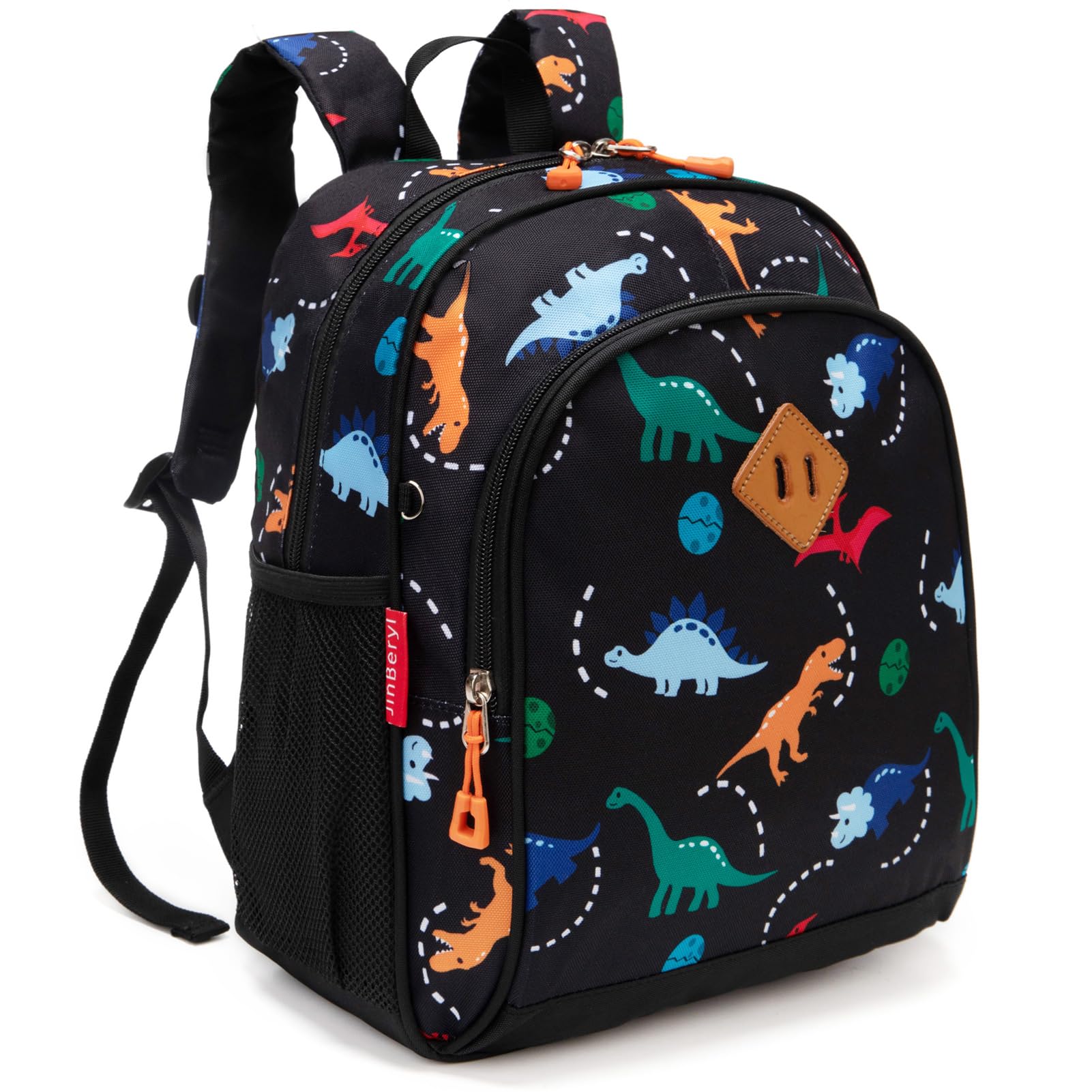 JinBeryl 15 Inch Toddler Backpack Boys, Kids Backpack for Preschool or Kindergarten, Cartoon Truck Black