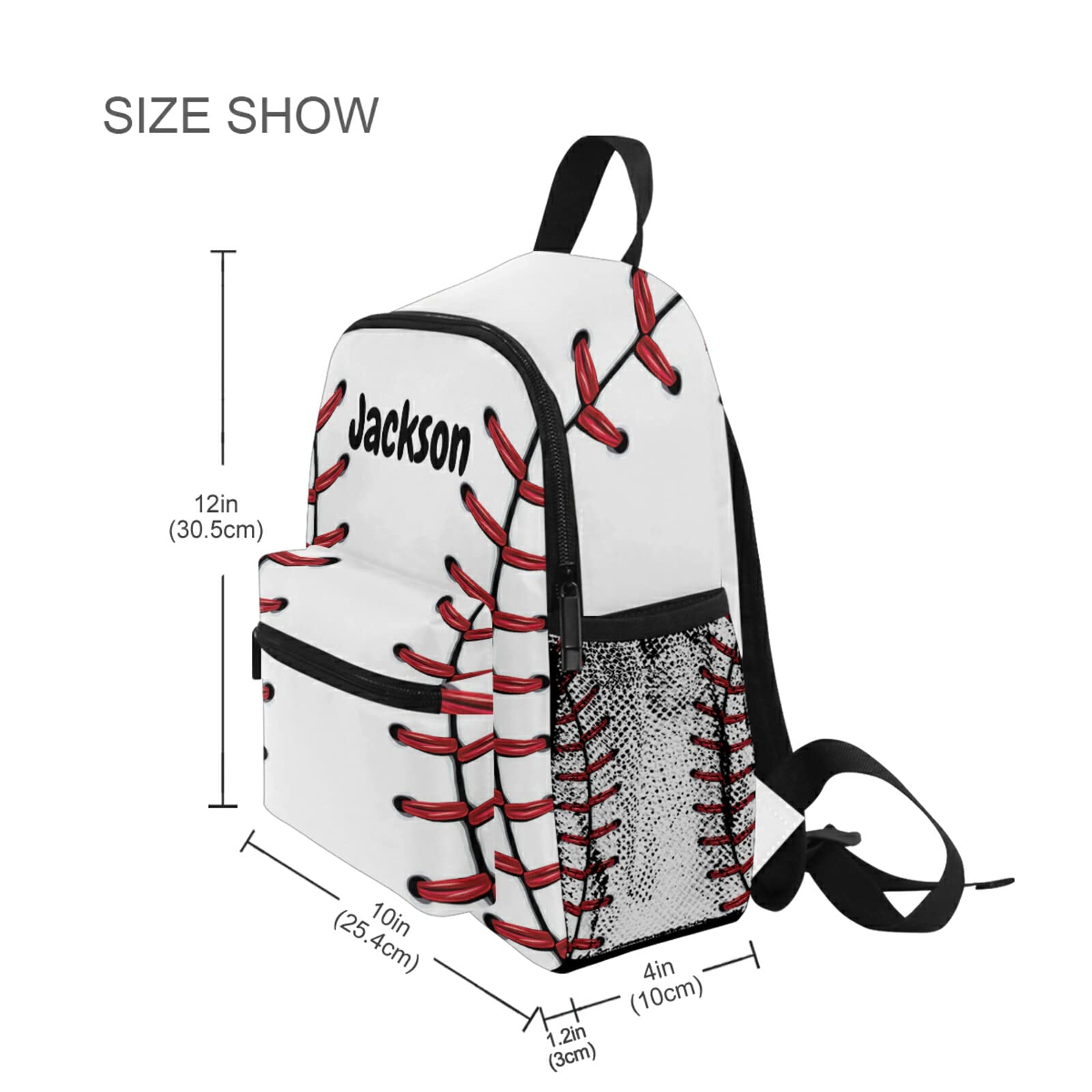 Sinestour Custom Baseball Kid's Backpack Personalized Backpack with Name/Text Preschool Backpack for Boys Customizable Toddler Backpack for Girls with Chest Strap