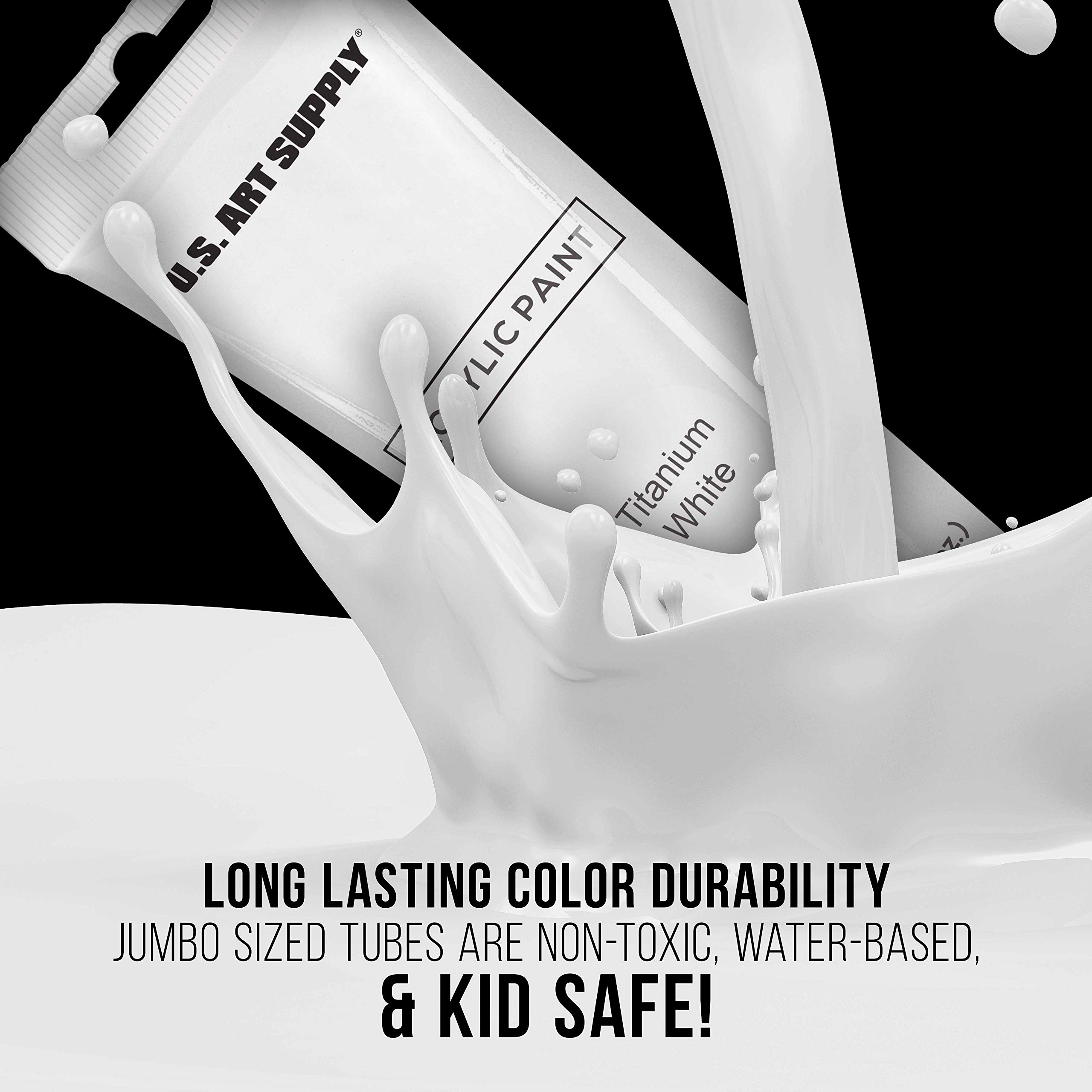 U.S. Art Supply Artists Acrylic Color Paint, Titanium White, 2 Extra-Large 120ml Tubes - Professional Grade, Excellent Tinting Strength, Mixable - Portrait Painting, Canvas, Wood - Student, Beginner