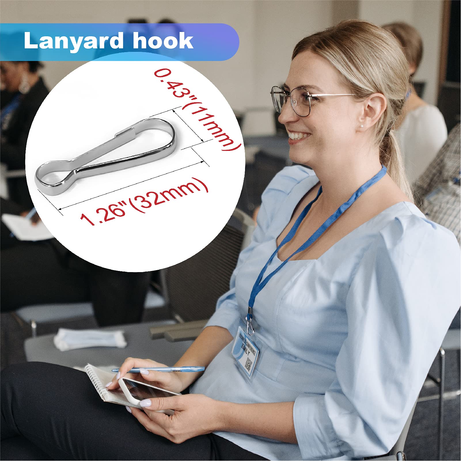 50pcs SIEWAY Lanyard Clips, Lanyard Hooks,1.26 in Premium Clasps Hooks Closures Snap Hooks Small for Crafts Lanyards Metal Key Chain Ring Making Jewelry Replacement Clips