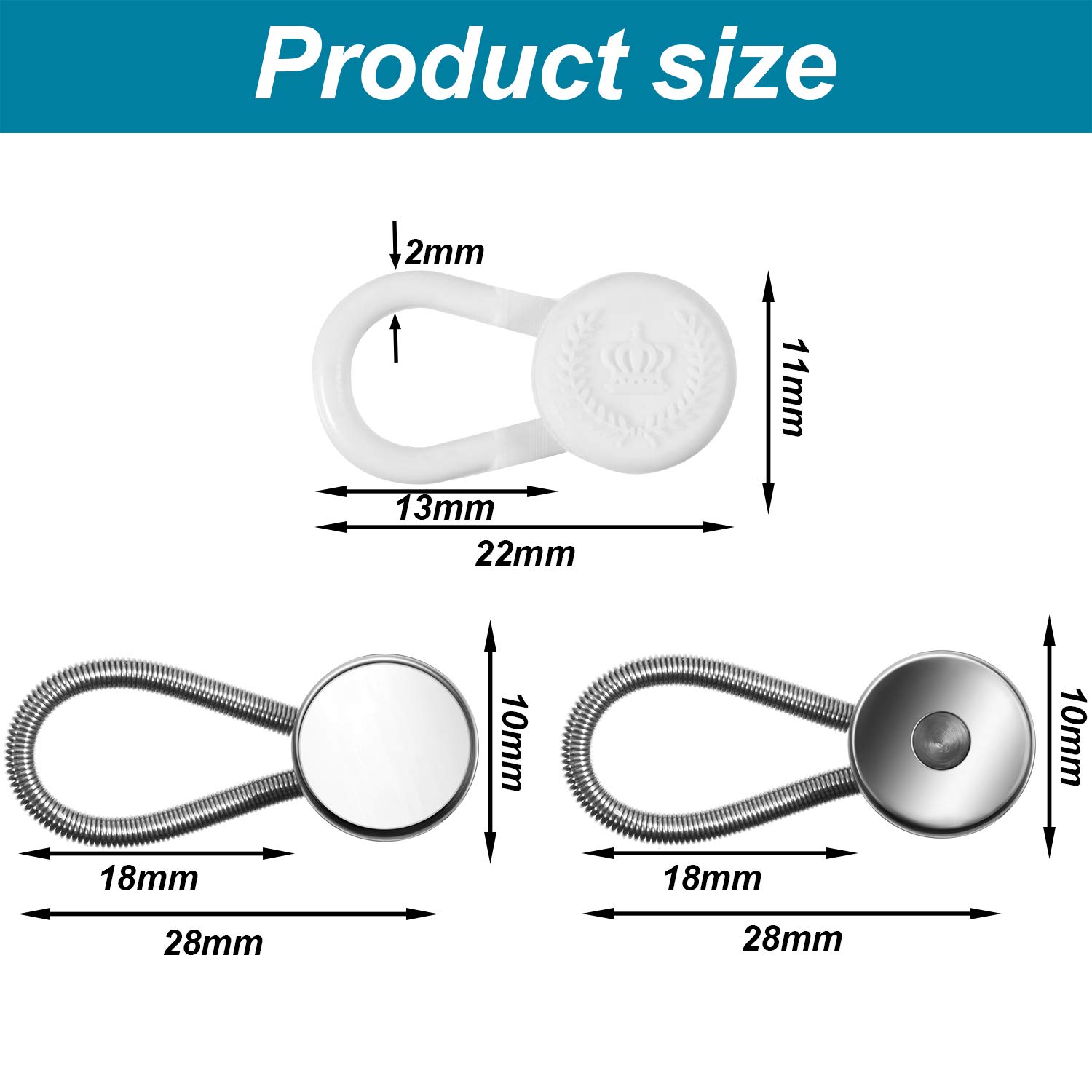 WILLBOND 24 Pieces Collar Extenders Elastic Button Extender Neck Extenders for Shirt Pants Dress Trouser Favors