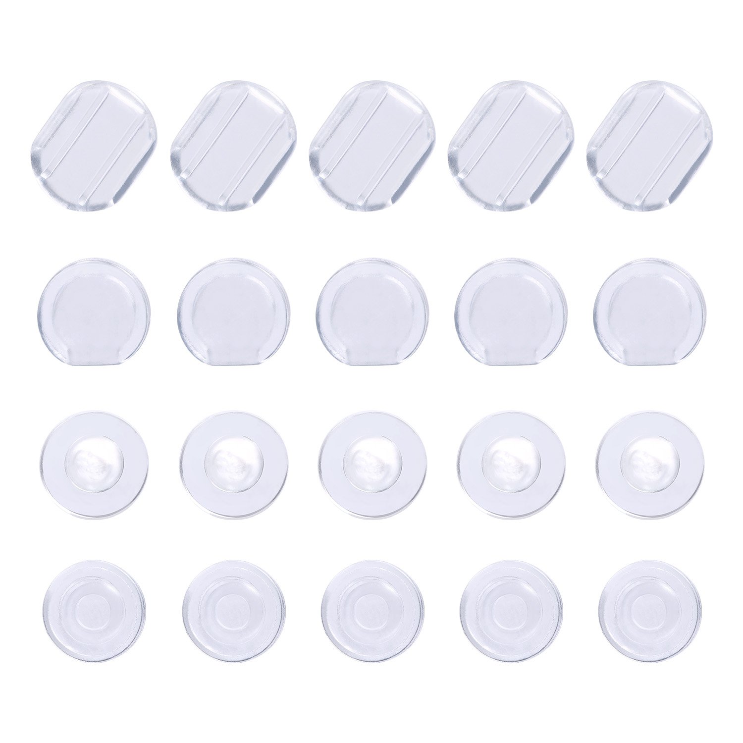 Maxdot 100 Pieces 4 Size Earring Pads Silicone Comfort Earring Cushions for Clips on Earrings, Clear