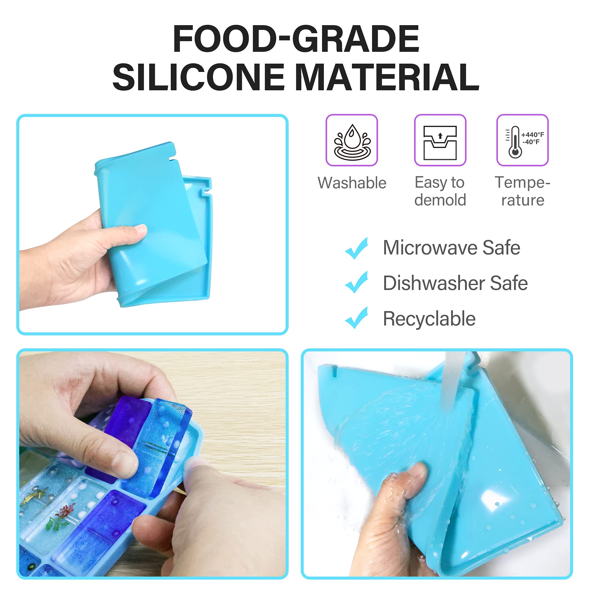 Vakoo Domino Molds for Resin Casting, Resin Domino Mold Set, Domino Mold and Domino Box Mold for DIY Personalized Dominoes, Dominoes Game Silicone Molds Set
