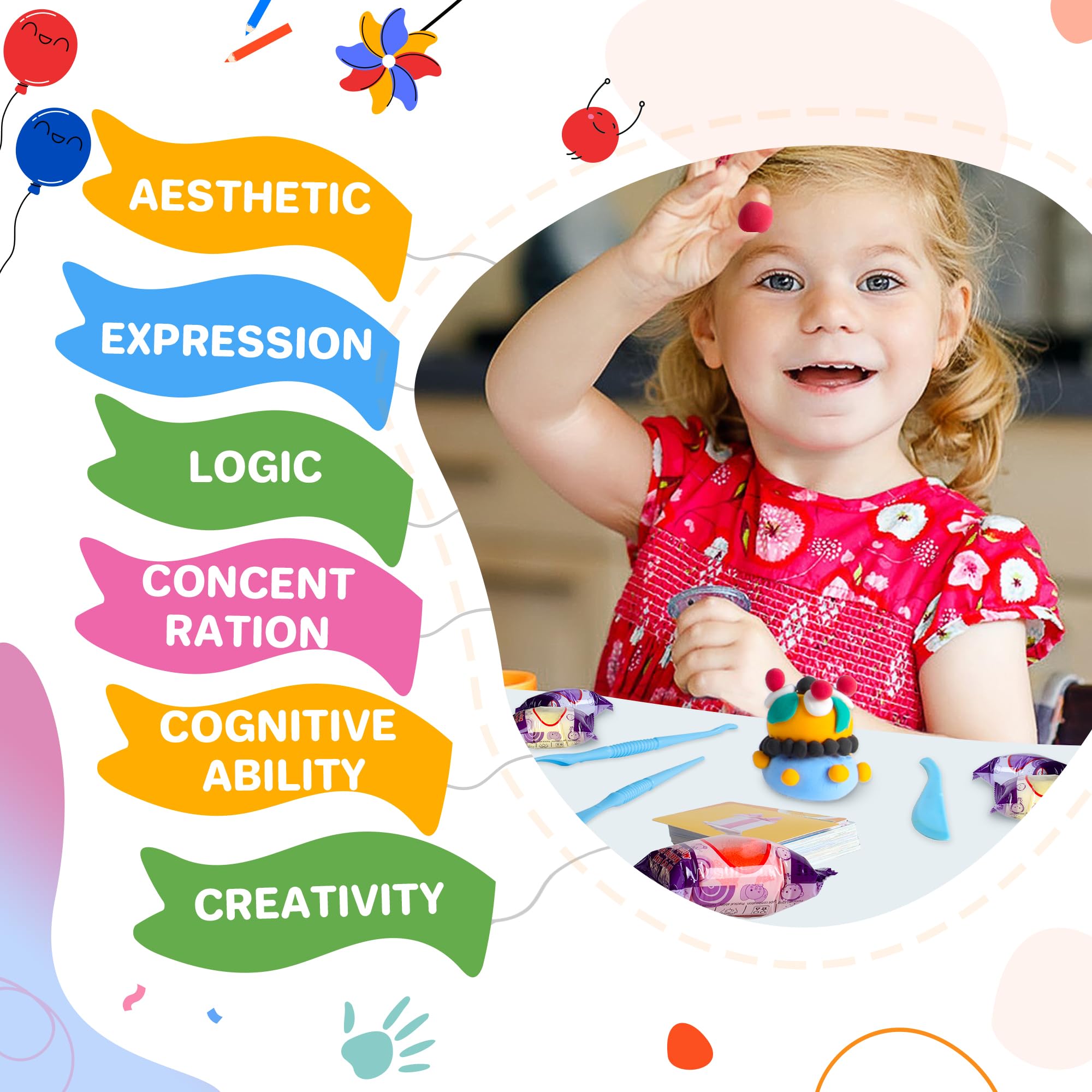 Air Dry Clay Kit, 42 Corlors Modeling Clay for Kids, Safe & Non-Toxic Super Light DIY Soft Magic Clay, Molding Clay with Sculpting Tools and Tutorial Cards,Arts and Crafts Gift for Kids.…