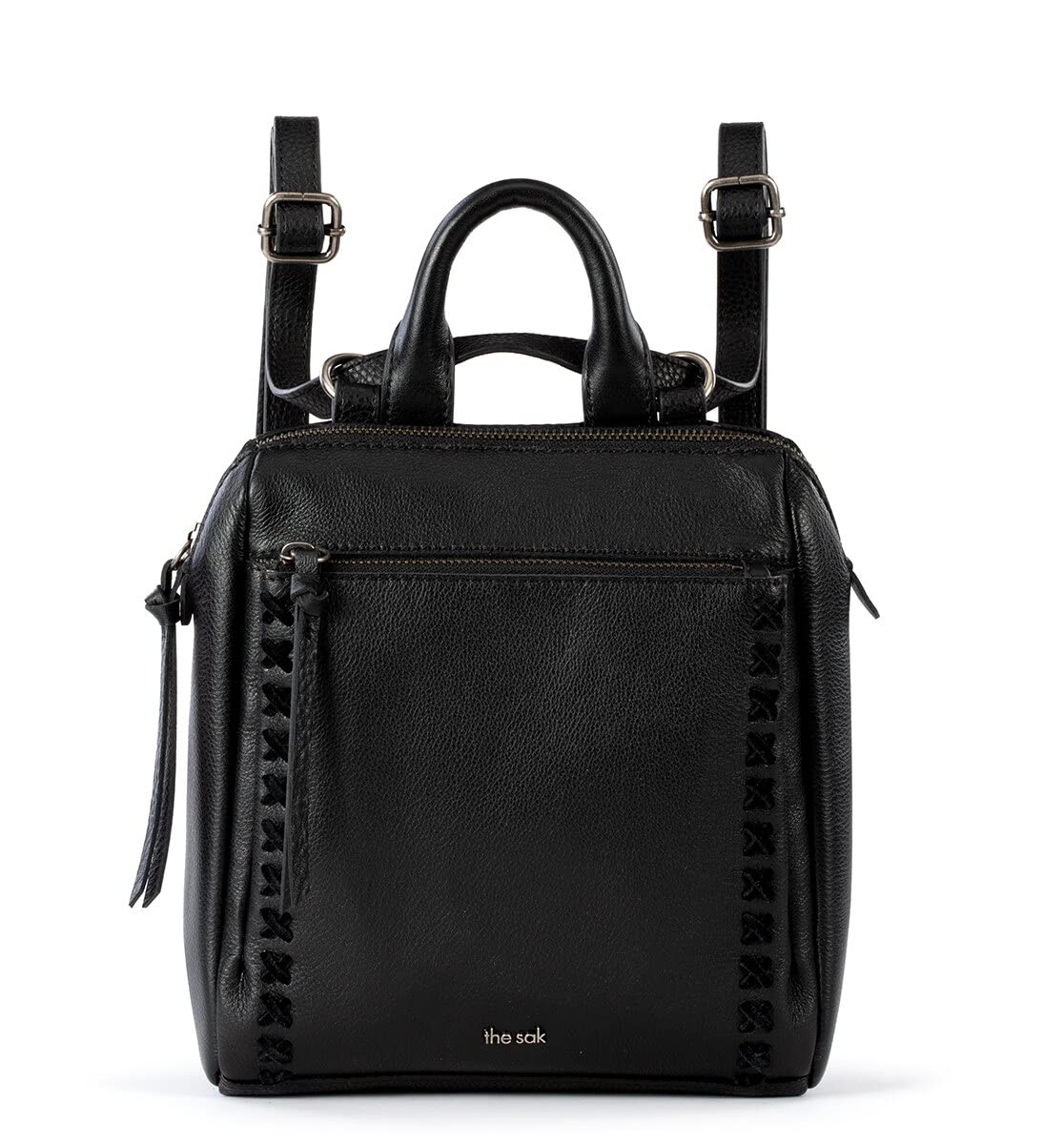 the sak Women's Loyola Mini Convertible Backpack in Leather, Tobacco Floral Embossed, One Size