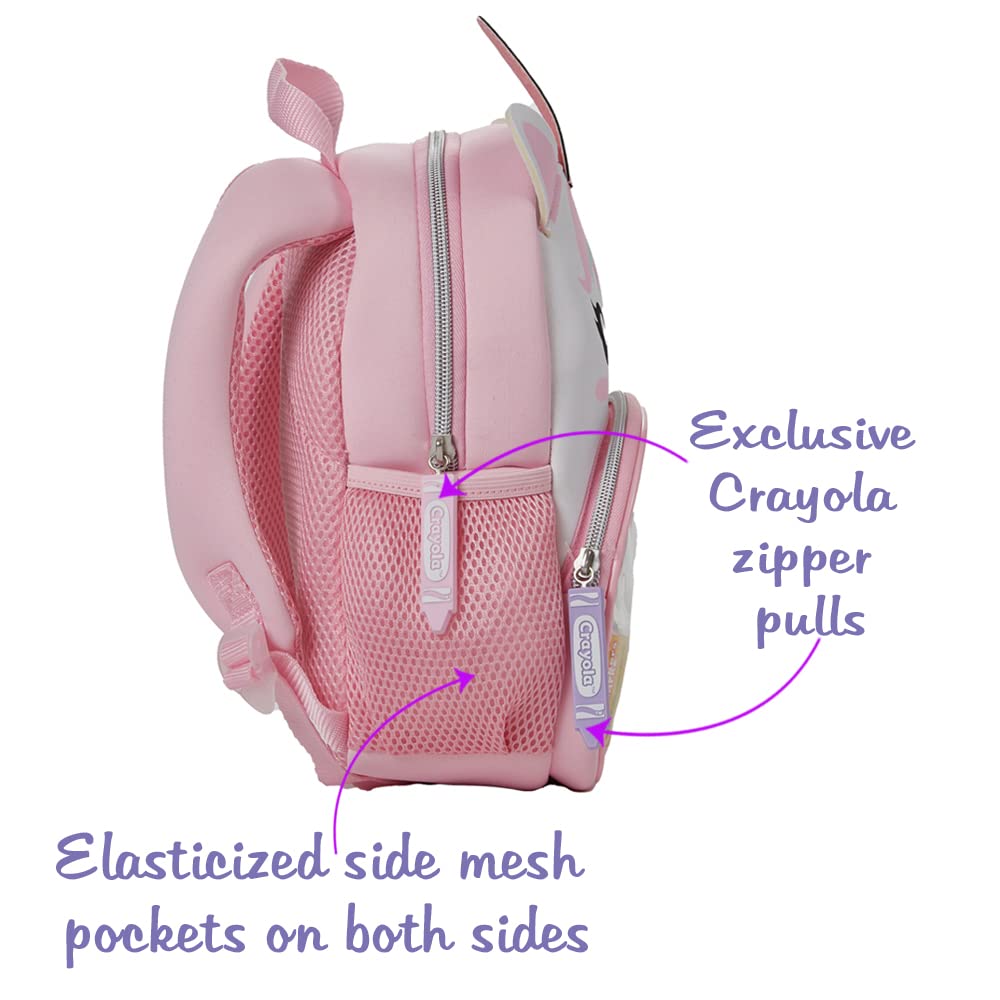 Crayola Neoprene Unicorn Mini Backpack for Girls & Toddlers with Crayola Markers & Notepad, 10 inch, Pink