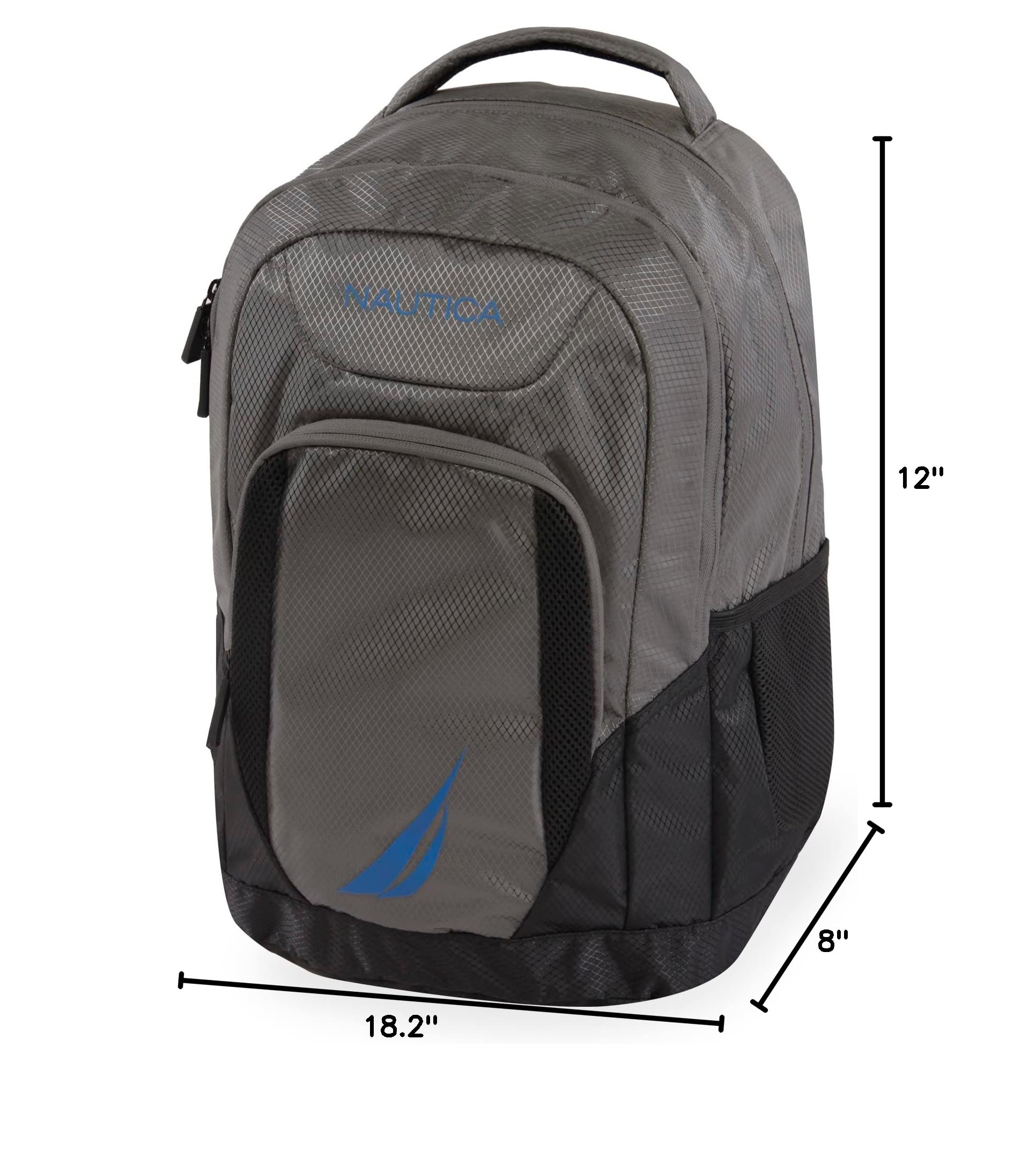 Nautica Sail Laptop Backpack, Grey/Blue, One Size