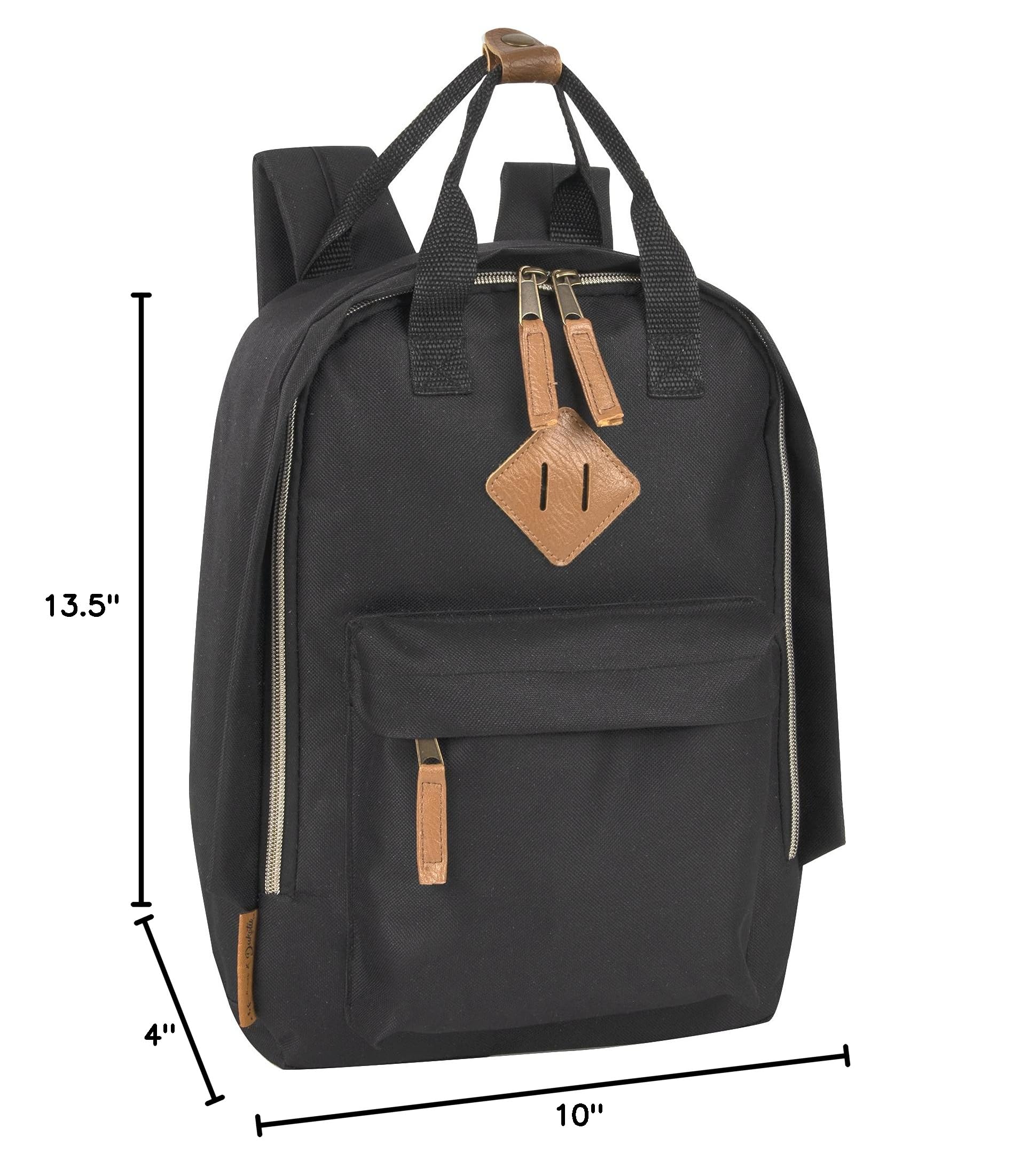 MADISON & DAKOTA Canvas Mini Backpack for Everyday & Day Pack Rucksack in Solid Color Blocks (Black)