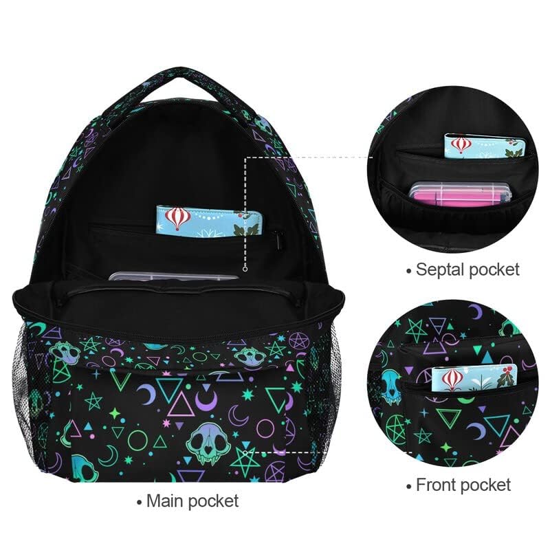 MNSRUU School Backpack Magic Skulls College Knapsack Laptop Rucksack Business Travel Computer Bookbags for Adult Teen One Size