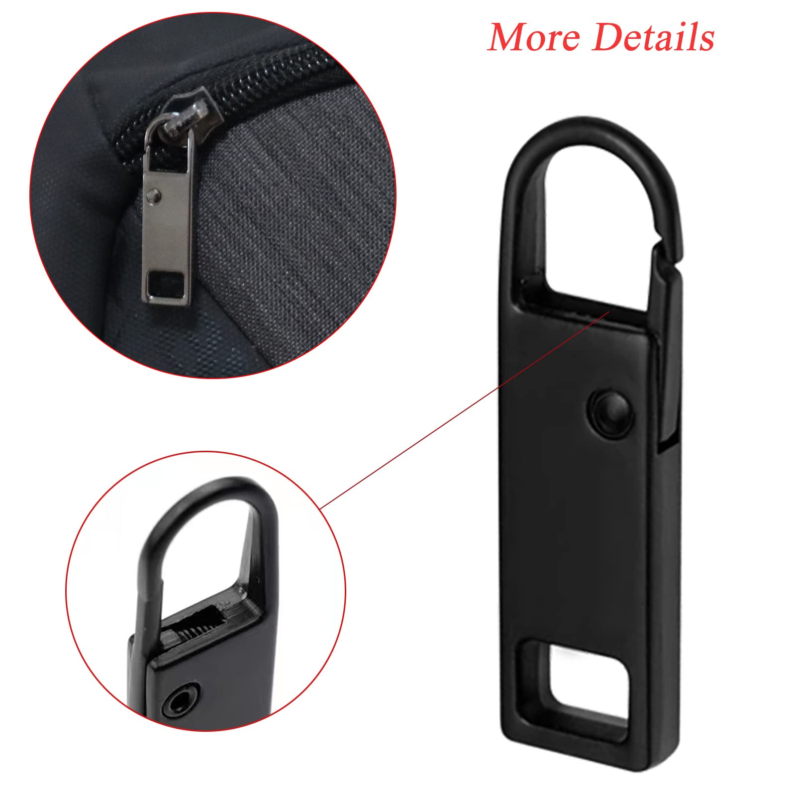 Urmspst Zipper Pull Replacement (2022 Upgraded), 16 Pcs Detachable Zipper Pull Tabs for Luggage Clothing Jackets Backpacks Boots Purse Coat(2Size, 4 Color Black, Silver, Gold, Brilliant Black)