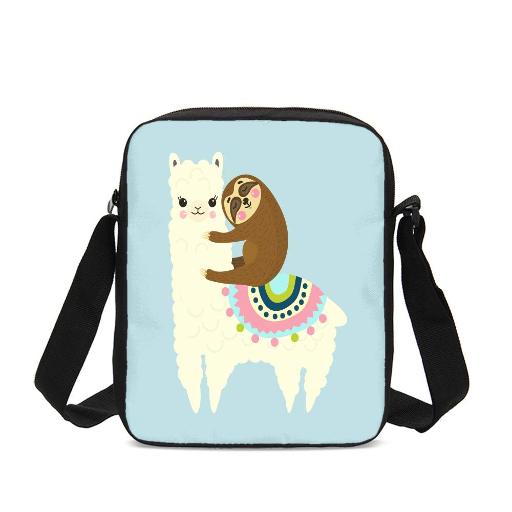 DuJiea Llama Sloth Kids Backpack Set 3 Piece Student Back To School Book Bag with Shouder Bag Pencil Case Box for Boys Girls 1-6th Grade