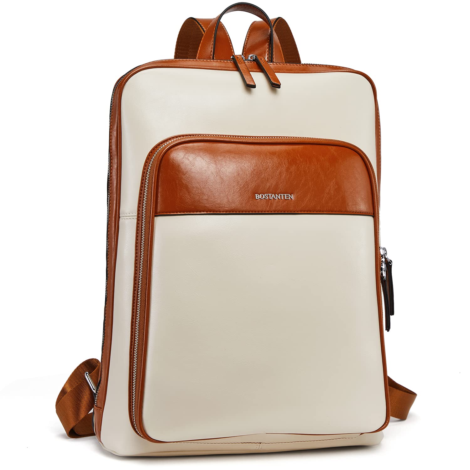 BOSTANTEN Leather Laptop Backpack for Women 15.6 inch Computer Bag Travel Work Daypack Large Size Bag