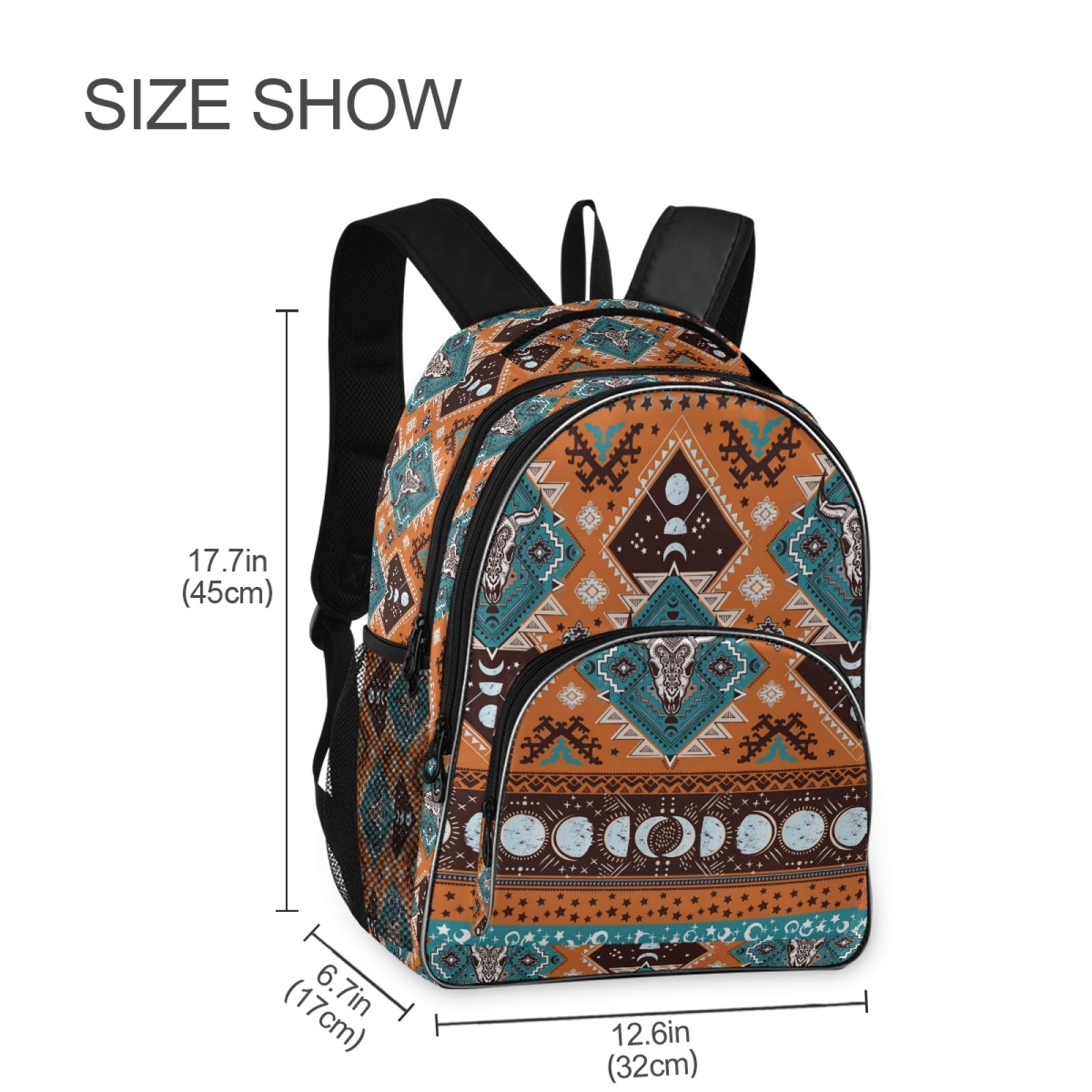 ALAZA Indian Tribal Aztec Geometric Pattern with Skulls Backpack Daypack Laptop Work Travel College Bag for Men Women Fits 15.6 Inch Laptop