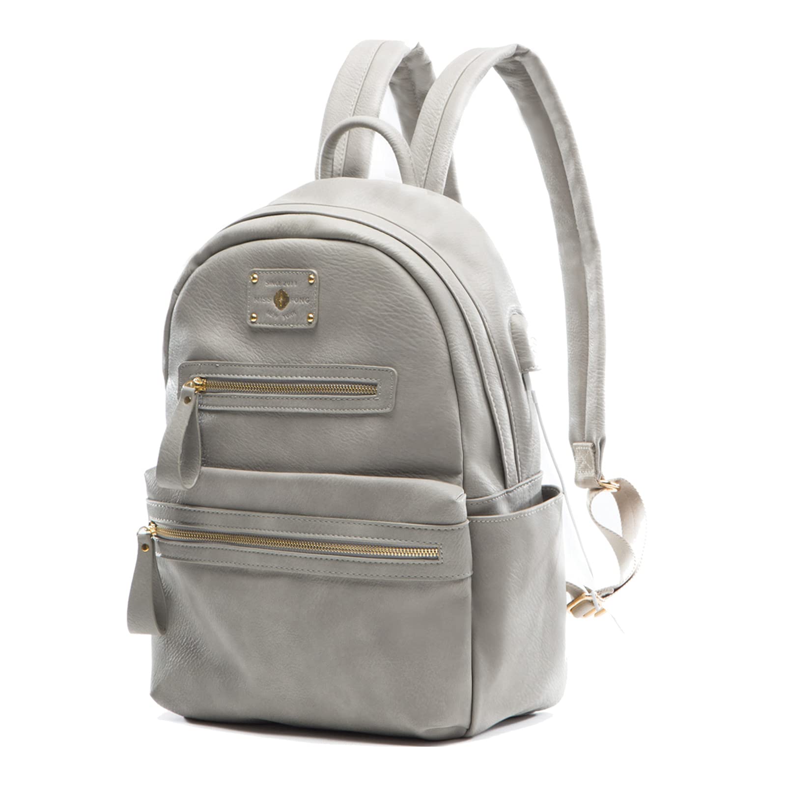 Leather Diaper Bag by miss fong, Diaper Bag Backpack with USB Charger and Insulated Pockets