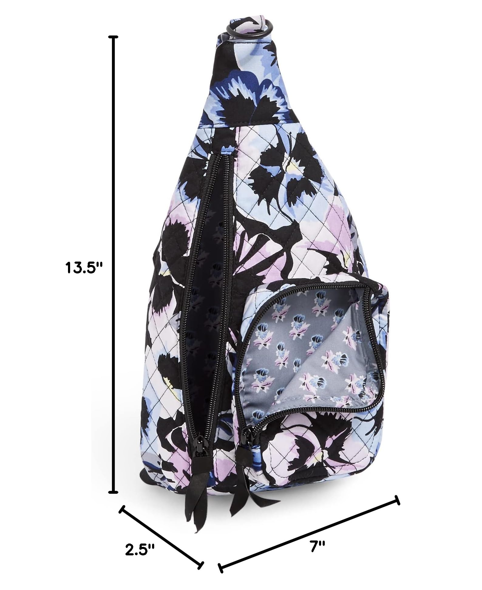 Vera Bradley womens Cotton Mini Sling Backpack Bookbag, Plum Pansies - Recycled Cotton, One Size US