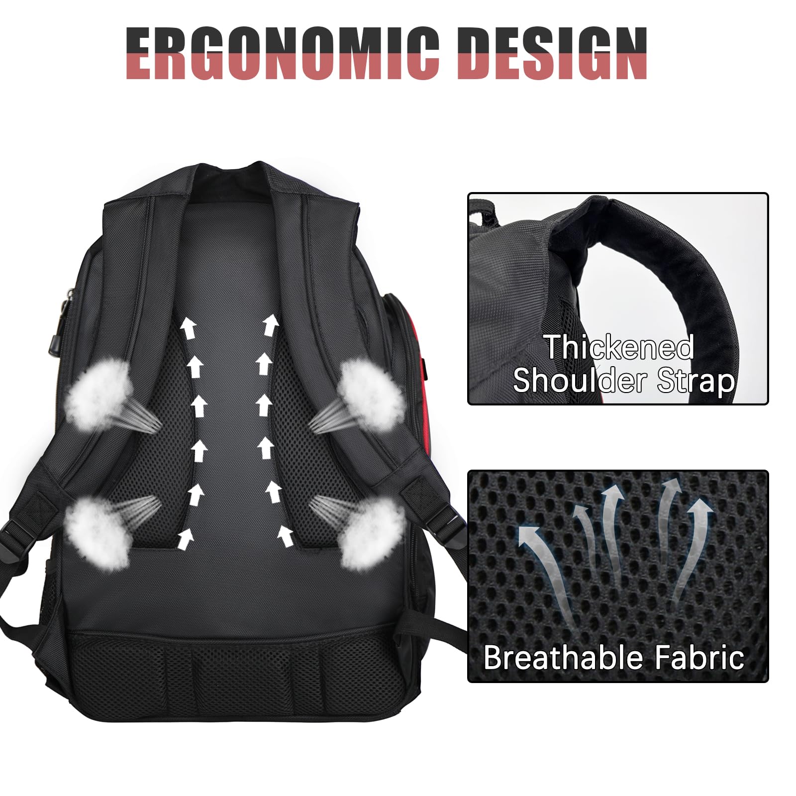 WOLT Professional Equestrian Backpack with Helmet Holder for Horse Riding, One Bag wih Multiple Compartments Carry All Accessories (NOT included), One Size Black+Red