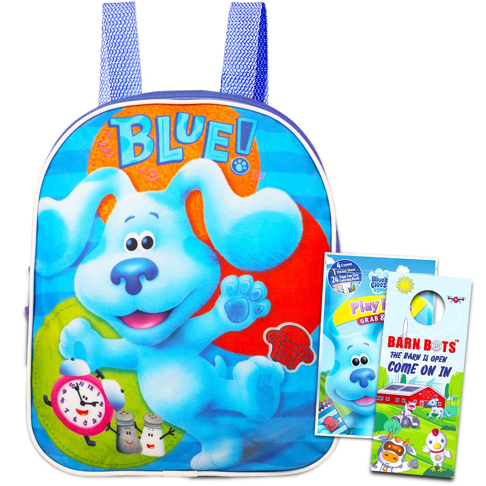 Fast Forward Blues Clues Mini Backpack Set - Bundle with 12'' Blue~'s Clues Backpack for Toddlers, Mini Coloring Book, Stickers, More | Blues Clues Mini Backpack for Boys, Girls