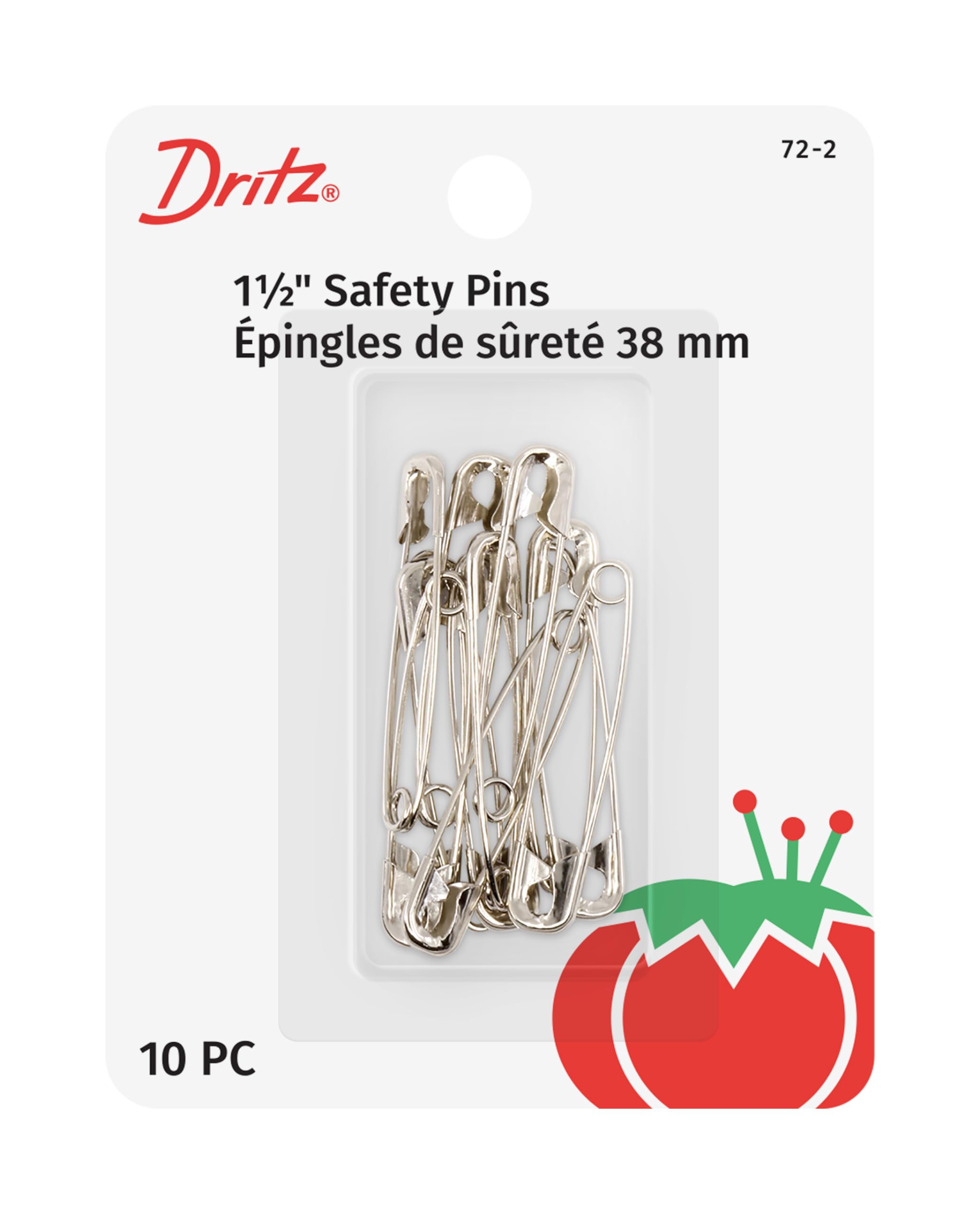 Dritz 72-2 Safety Pins, Size 2 (10-Count)