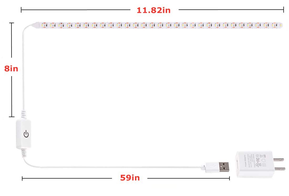 GELENZ Sewing Machine Light,30 LED Lighting Strip kit Cold White 6000k with Touch dimmer and USB Power,Fits All Sewing Machines (2pack)