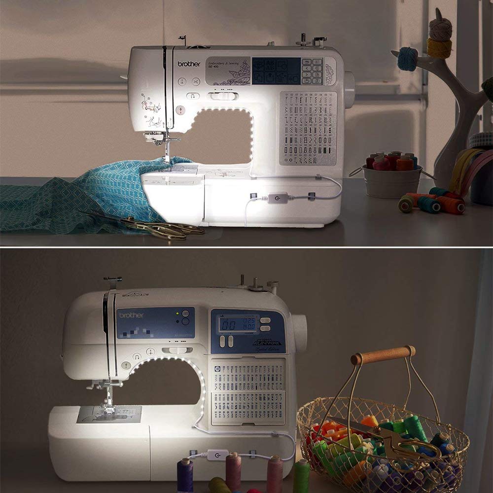 GELENZ Sewing Machine Light,30 LED Lighting Strip kit Cold White 6000k with Touch dimmer and USB Power,Fits All Sewing Machines (2pack)
