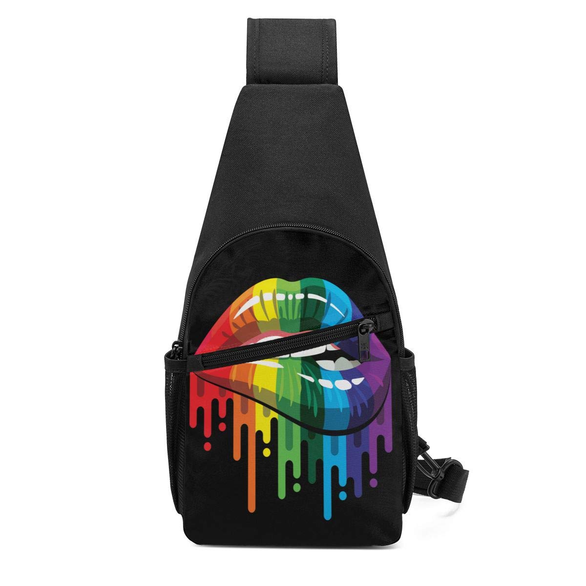 Gay Homosexual Lesbian Rainbow Lips Pride Sling Backpack Hiking Daypack Crossbody Shoulder Bag